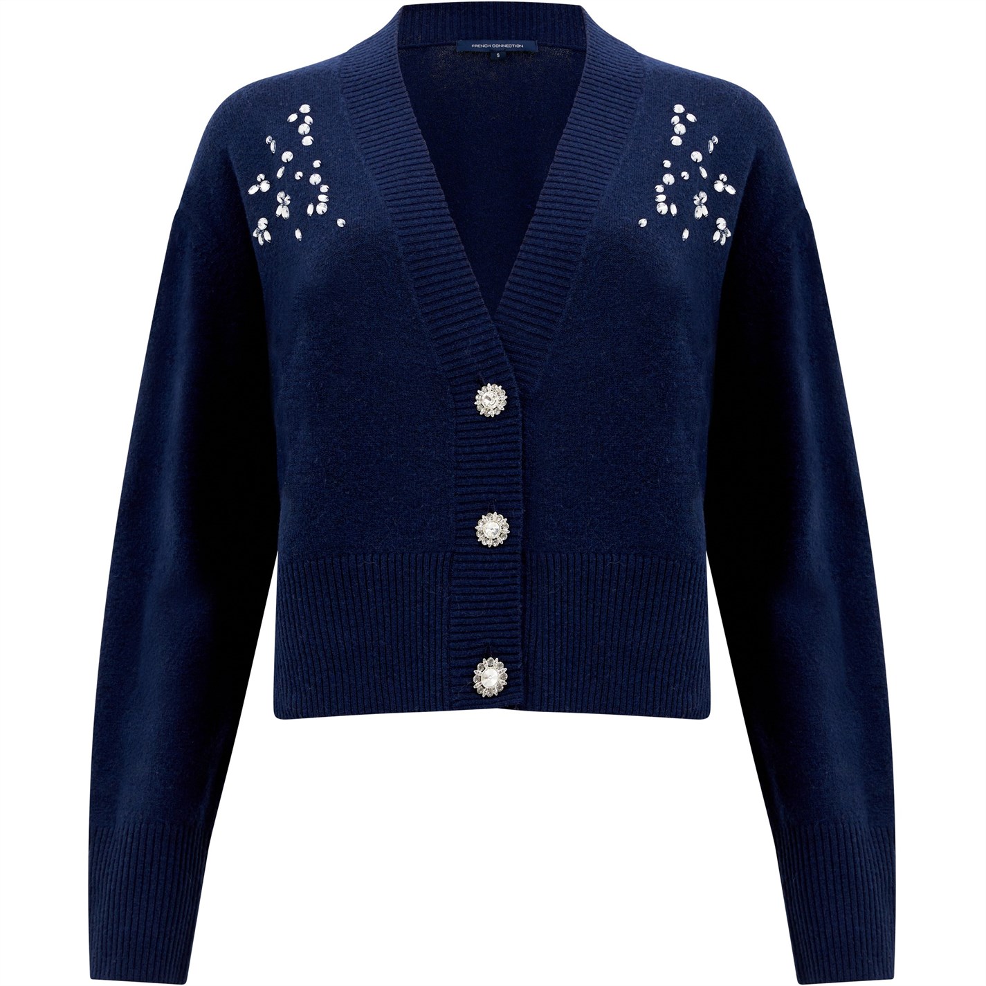 French Connection | Vhari Diamante Embroidered Cardigan | 40-Indigo ...