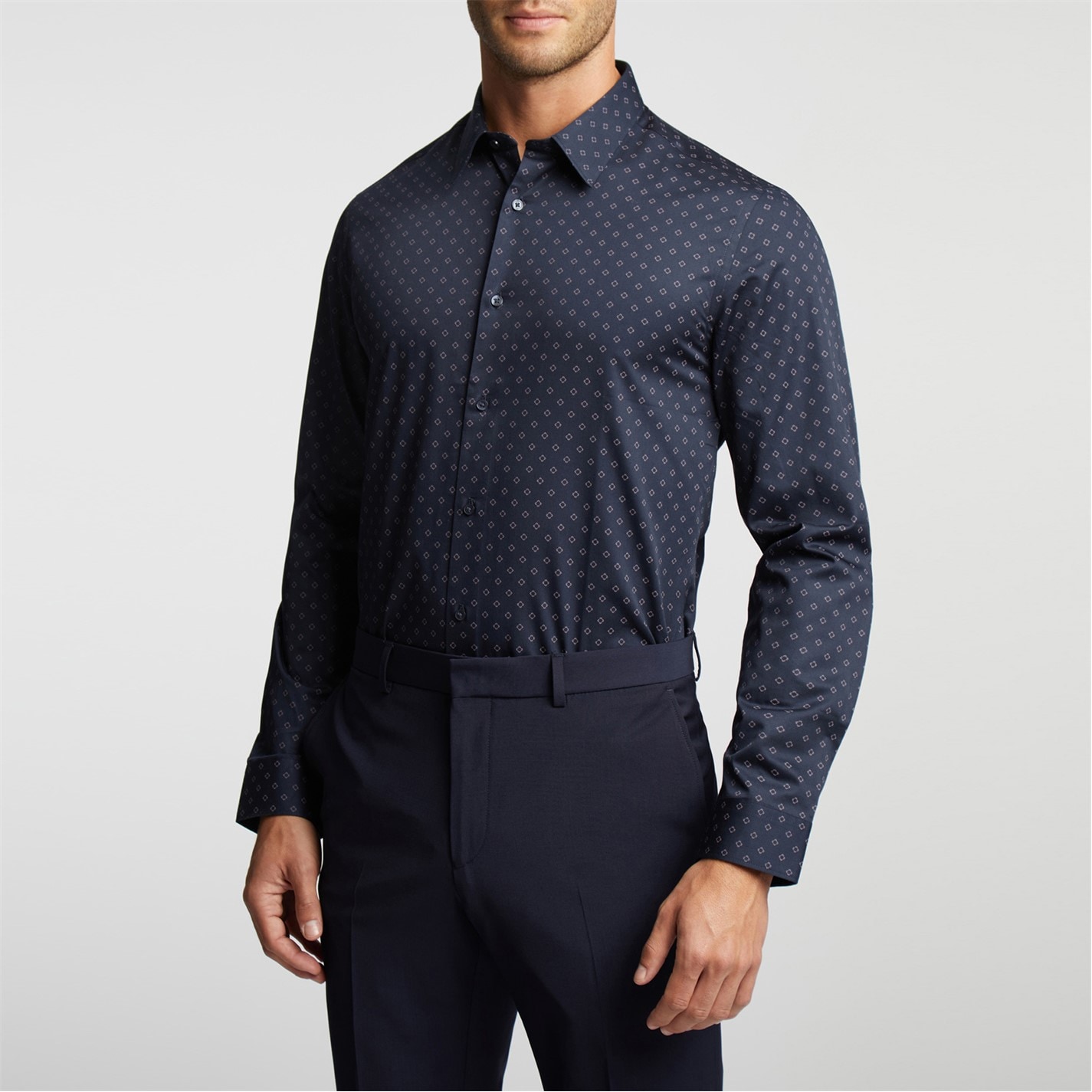 Ted Baker | Zuber Slim Fit Geo Shirt | Navy | FRASERS