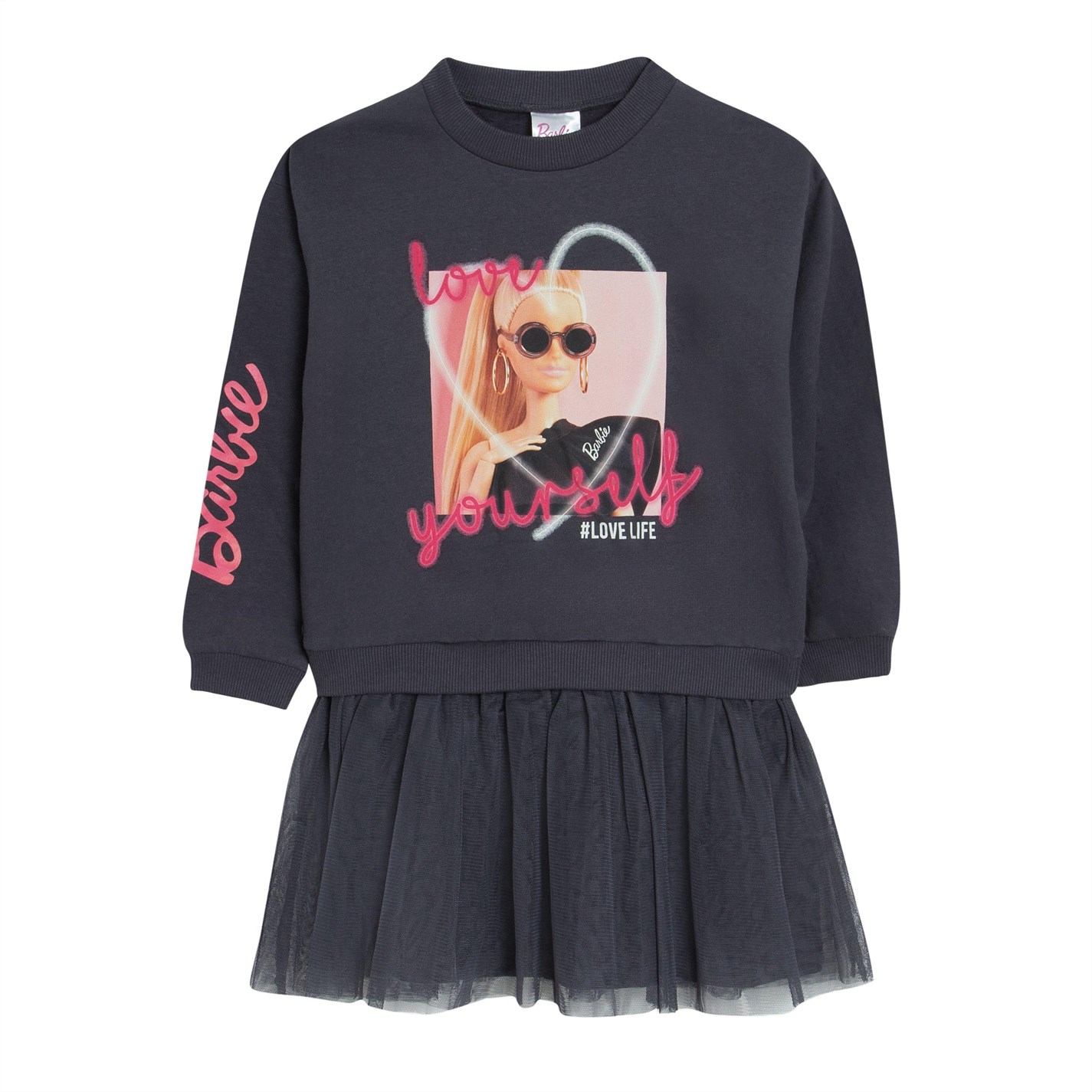 Character | Girls Barbie Sweat Dress With Tulle Detail | Barbie | FRASERS