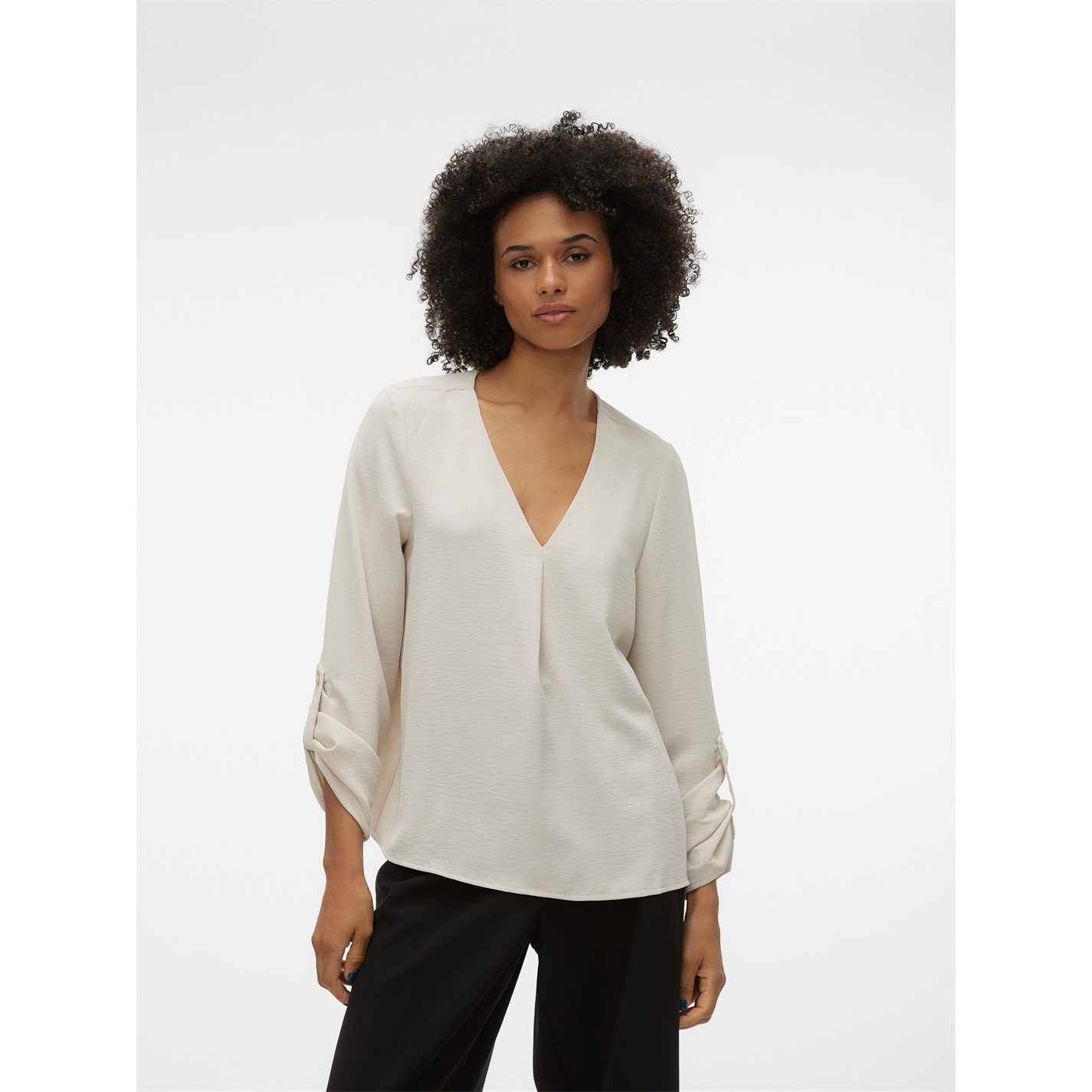 Vero Moda | Classic Neck Blouse | Pumice Stone | FRASERS