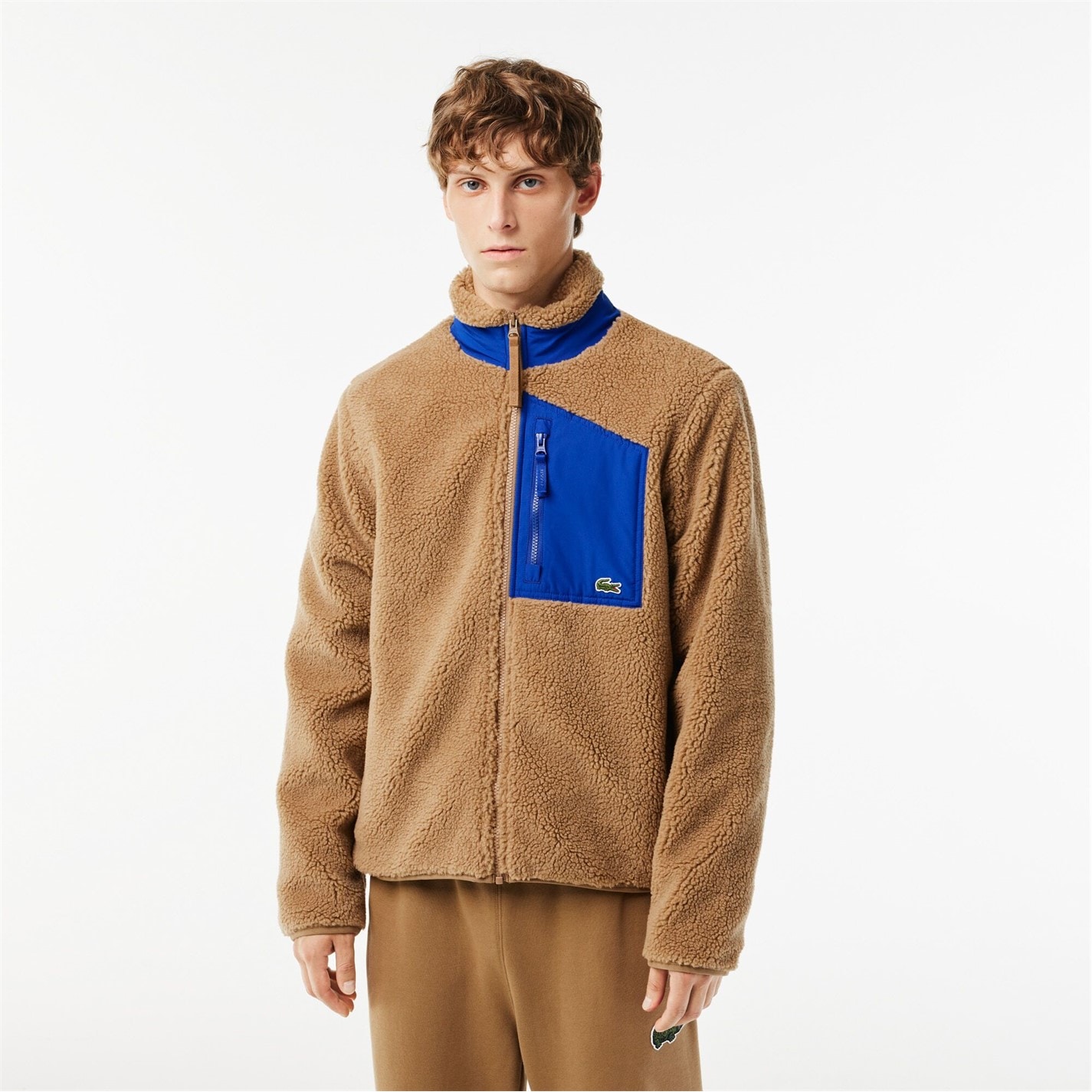 Lacoste | Zip-Up Colorblock Fleece Jacket | Cookie/Cobalt | FRASERS