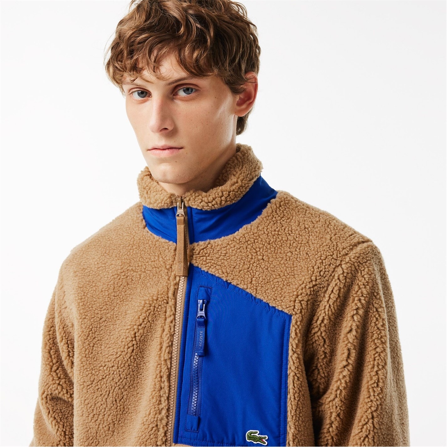 Lacoste | Zip-Up Colorblock Fleece Jacket | Cookie/Cobalt | FRASERS