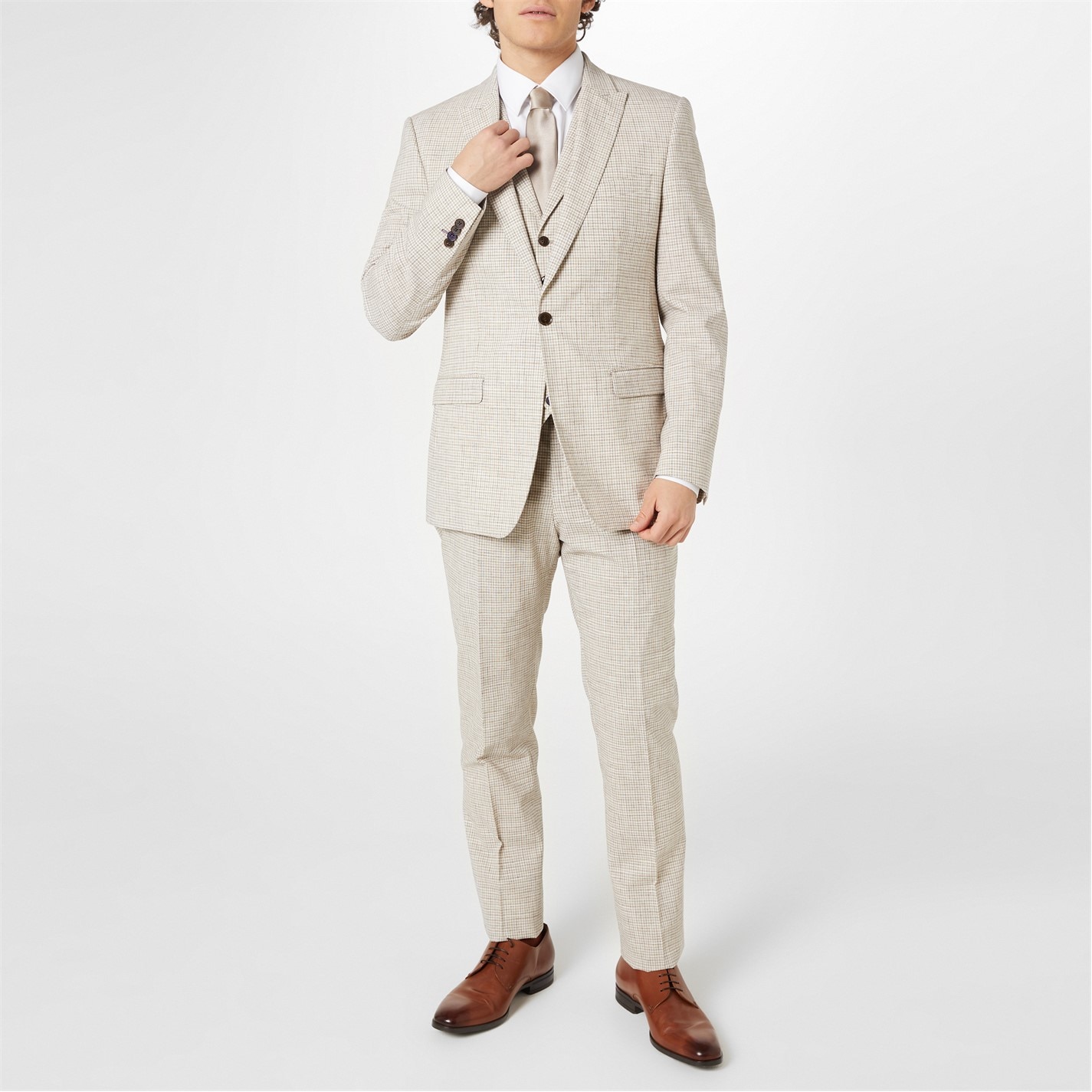 Without Prejudice | Perrin Waistcoat | Oatmeal Check | FRASERS