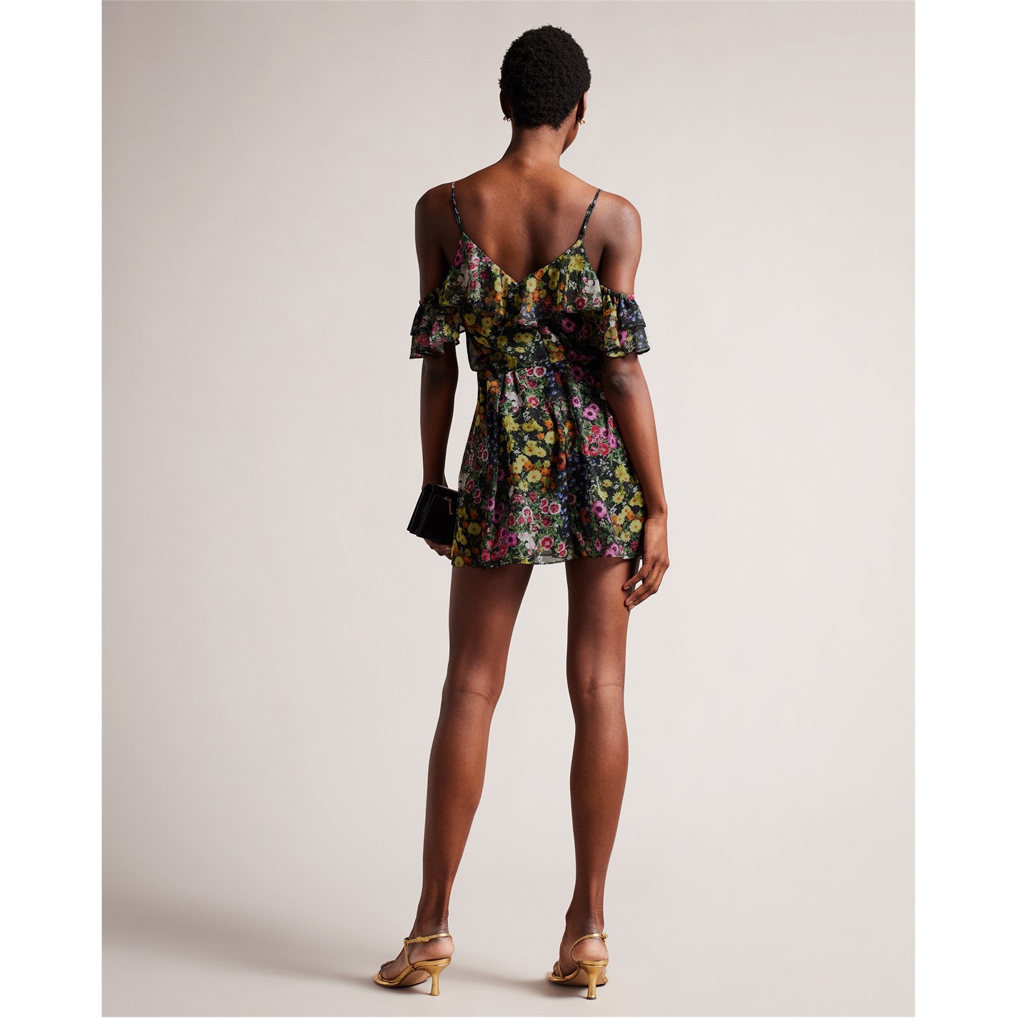 Ted Baker | Off-The-Shoulder Ruffle Romper | Black | FRASERS