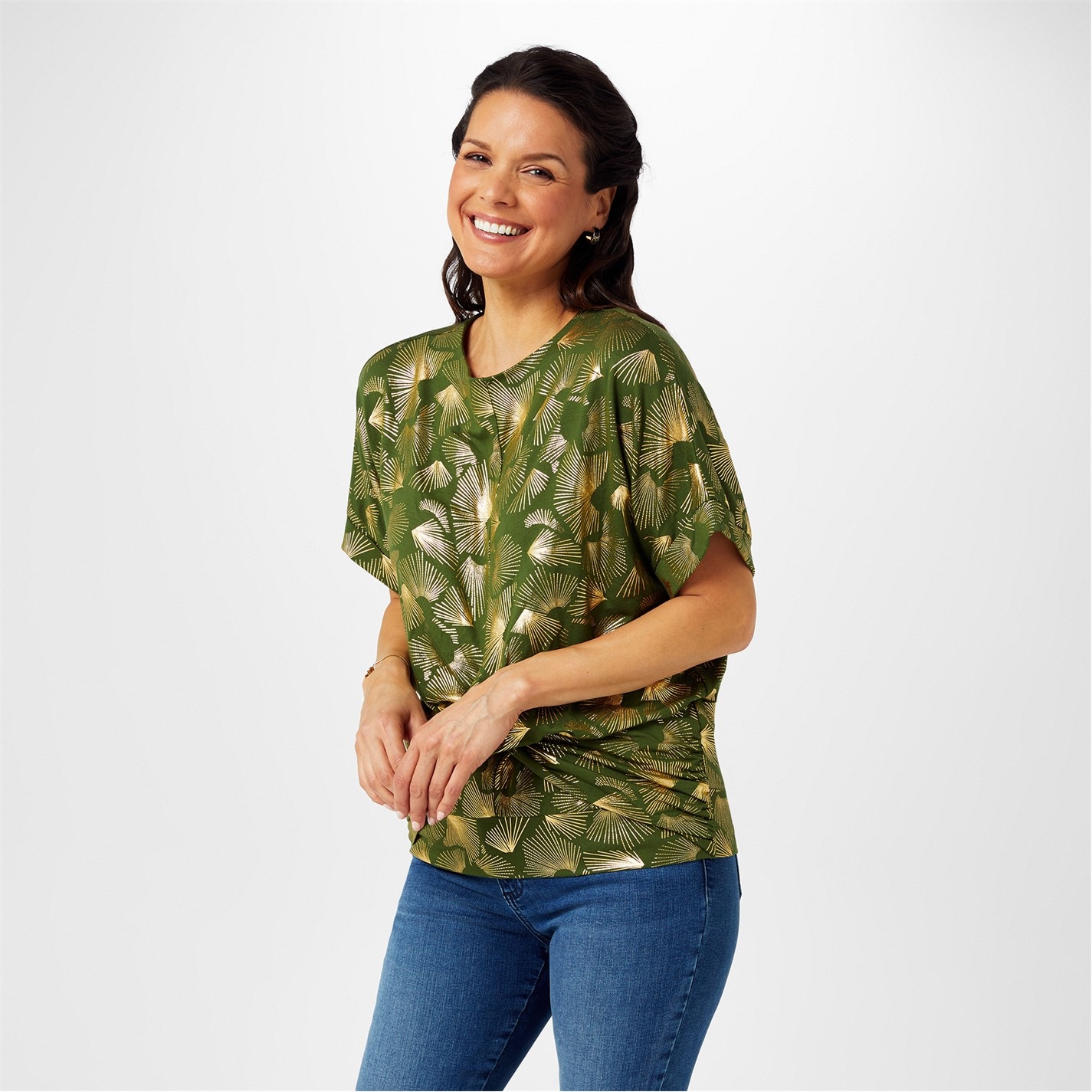 Biba | Biba Twist Jersey Top | Khaki Foil | FRASERS