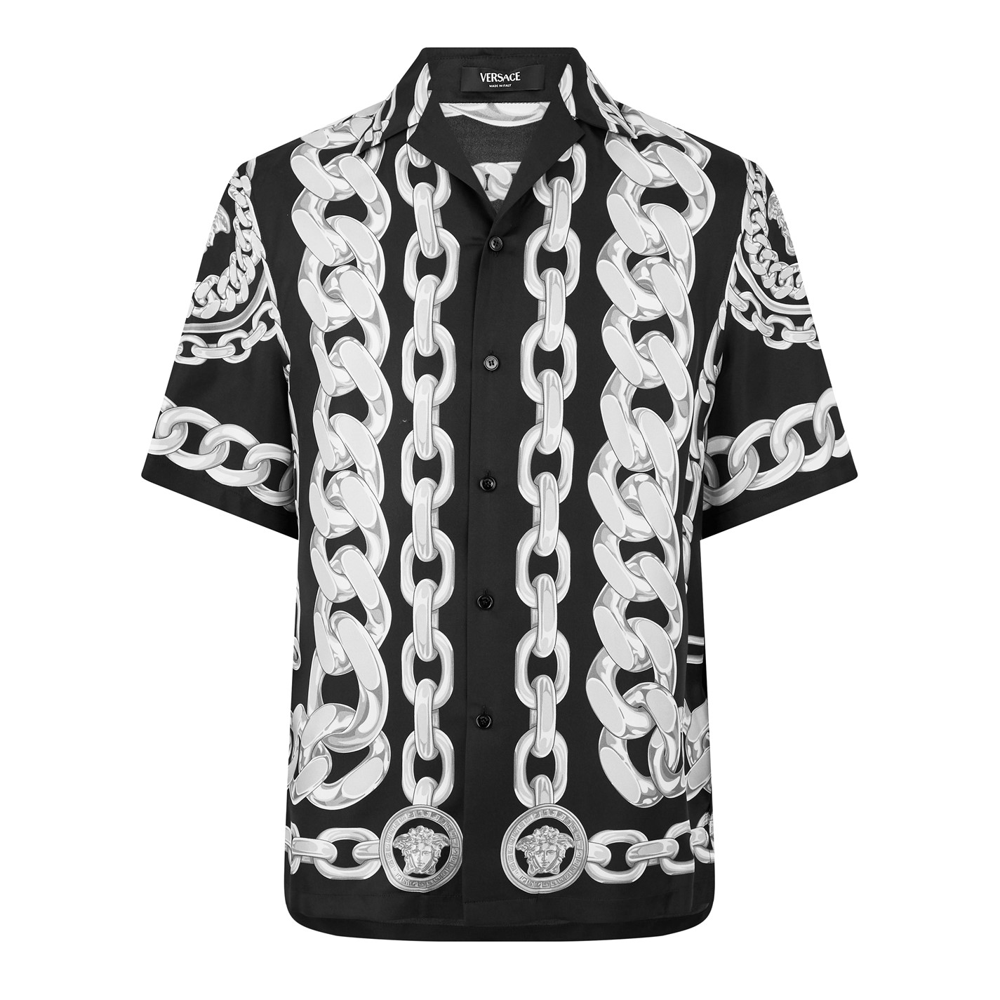 VERSACE | Chains Silk Shirt | Black/White | FRASERS