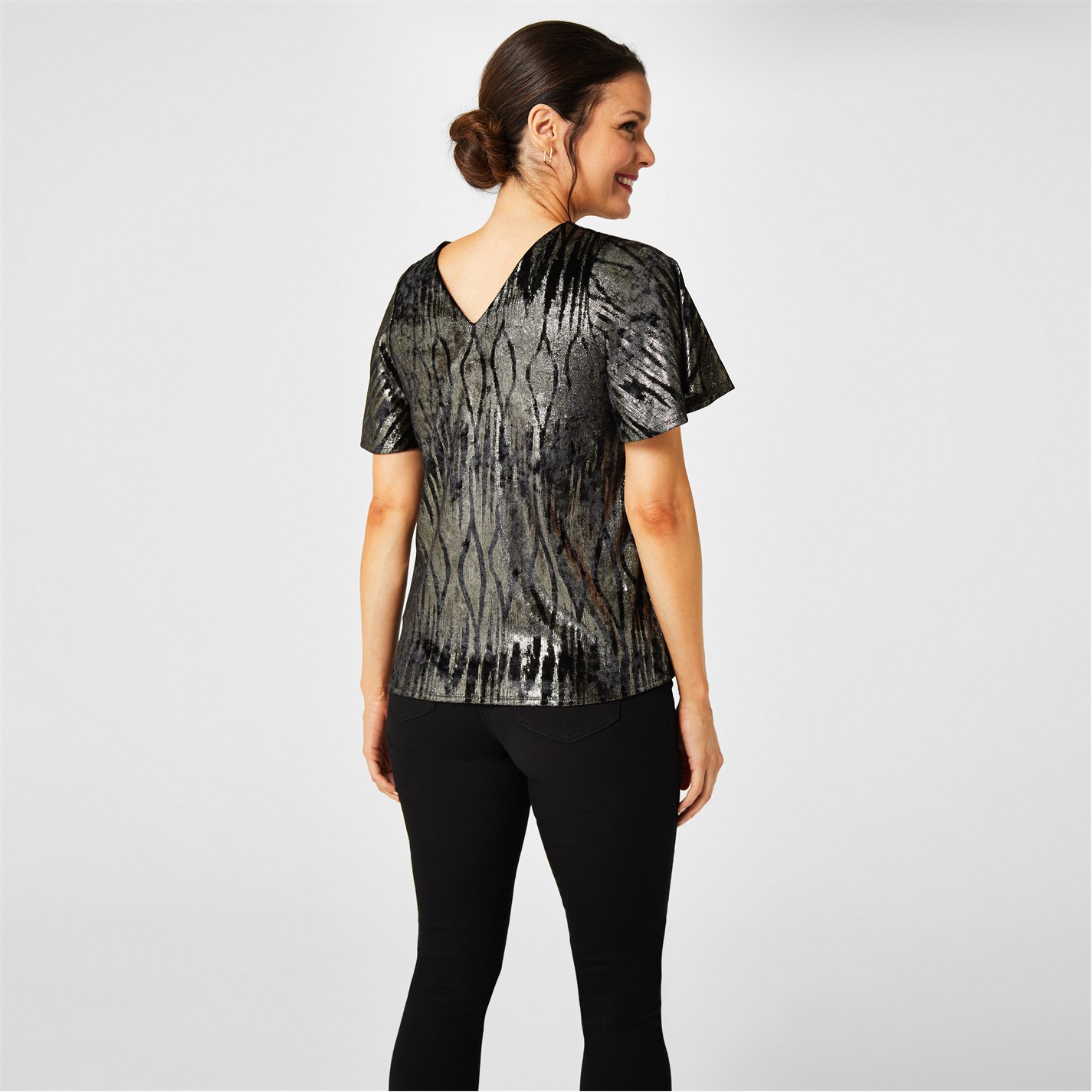 Biba | Patterned Foil Top | Black | FRASERS