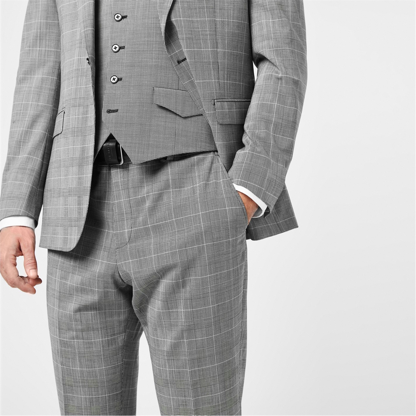 Without Prejudice | Perrin Slim Fit Check Suit Trouser | Black/White ...