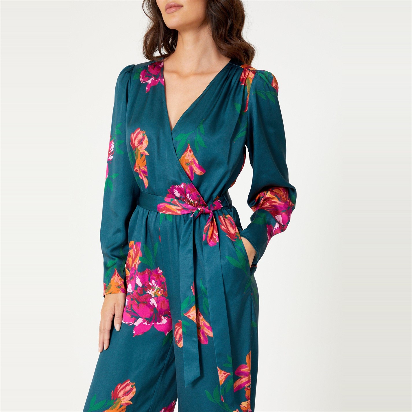 Be You | Satin Floral Wrap Jumpsuit | Multi | FRASERS