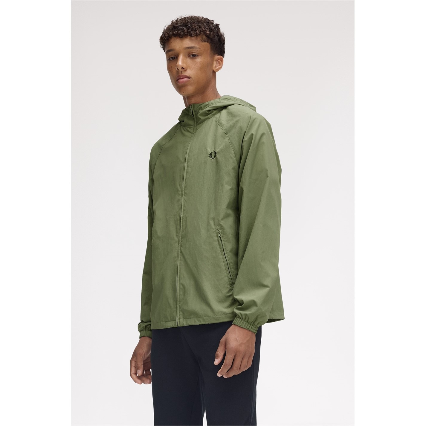 Fred Perry | Taslan Hooded Shell Jacket | Olive Mint X88 | FRASERS