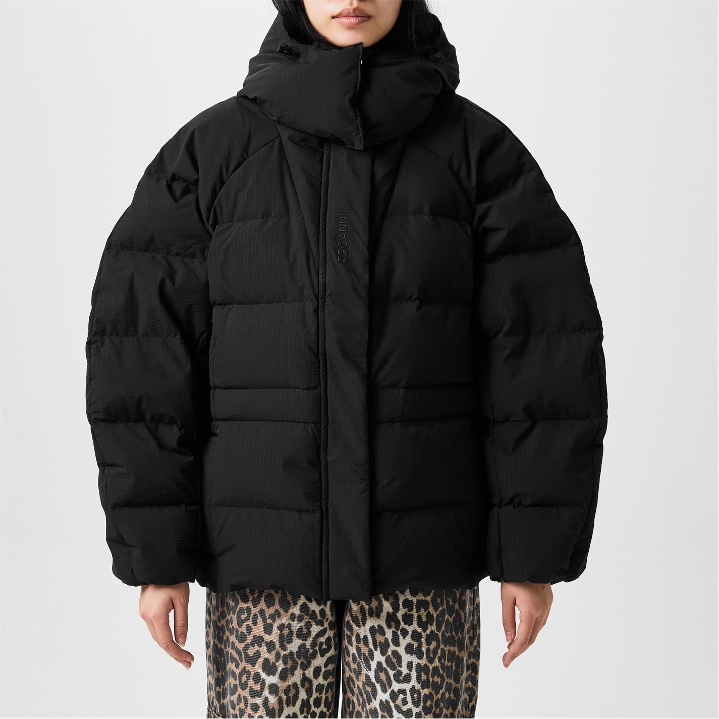 GANNI | Tech Puffer Coat | Black | FRASERS