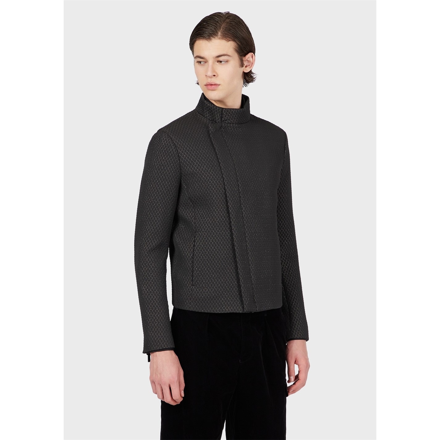 Emporio Armani | Diagonal Zip Jacket | Black | FRASERS