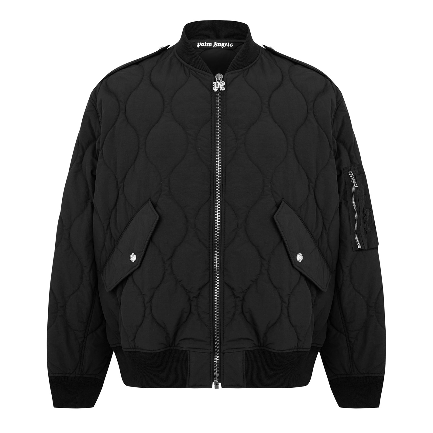 PALM ANGELS | Monogram Bomber Jacket | Black/White | FRASERS