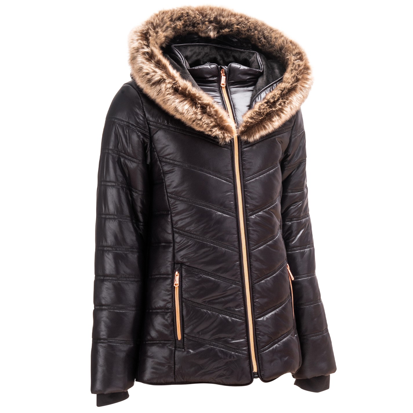 Firetrap | Junior Girls Luxe Bubble Jacket with Fur-Trimmed Hood ...