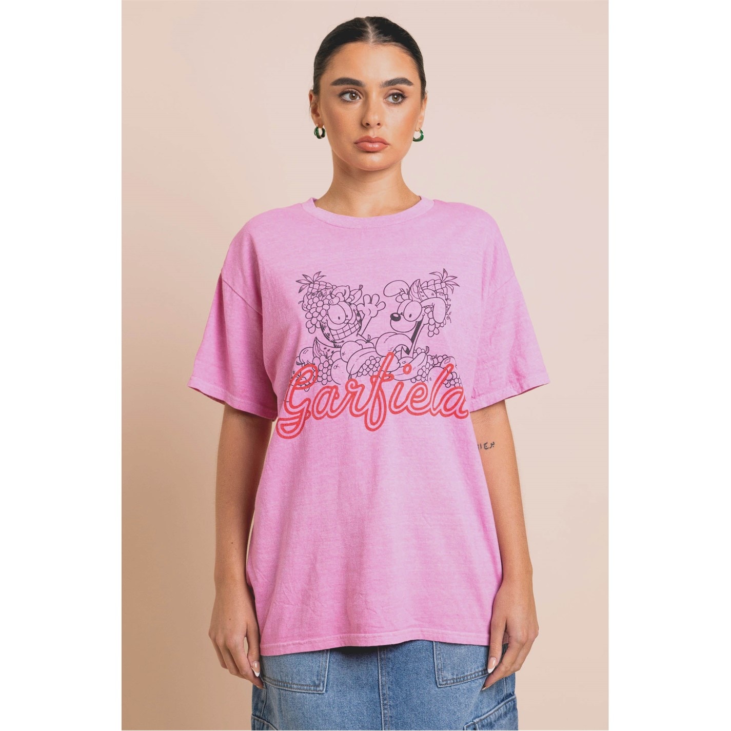 Daisy Street | Garfield T-Shirt | Washed Pink | FRASERS