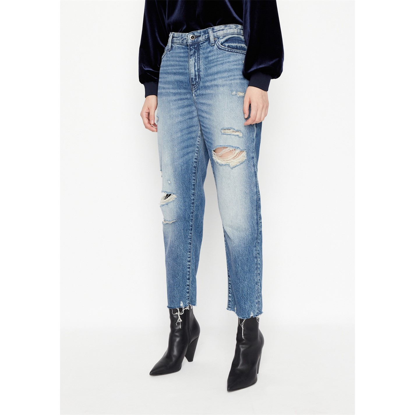 ARMANI EXCHANGE | Distressed Straight Jeans | Indigo Denim | FRASERS