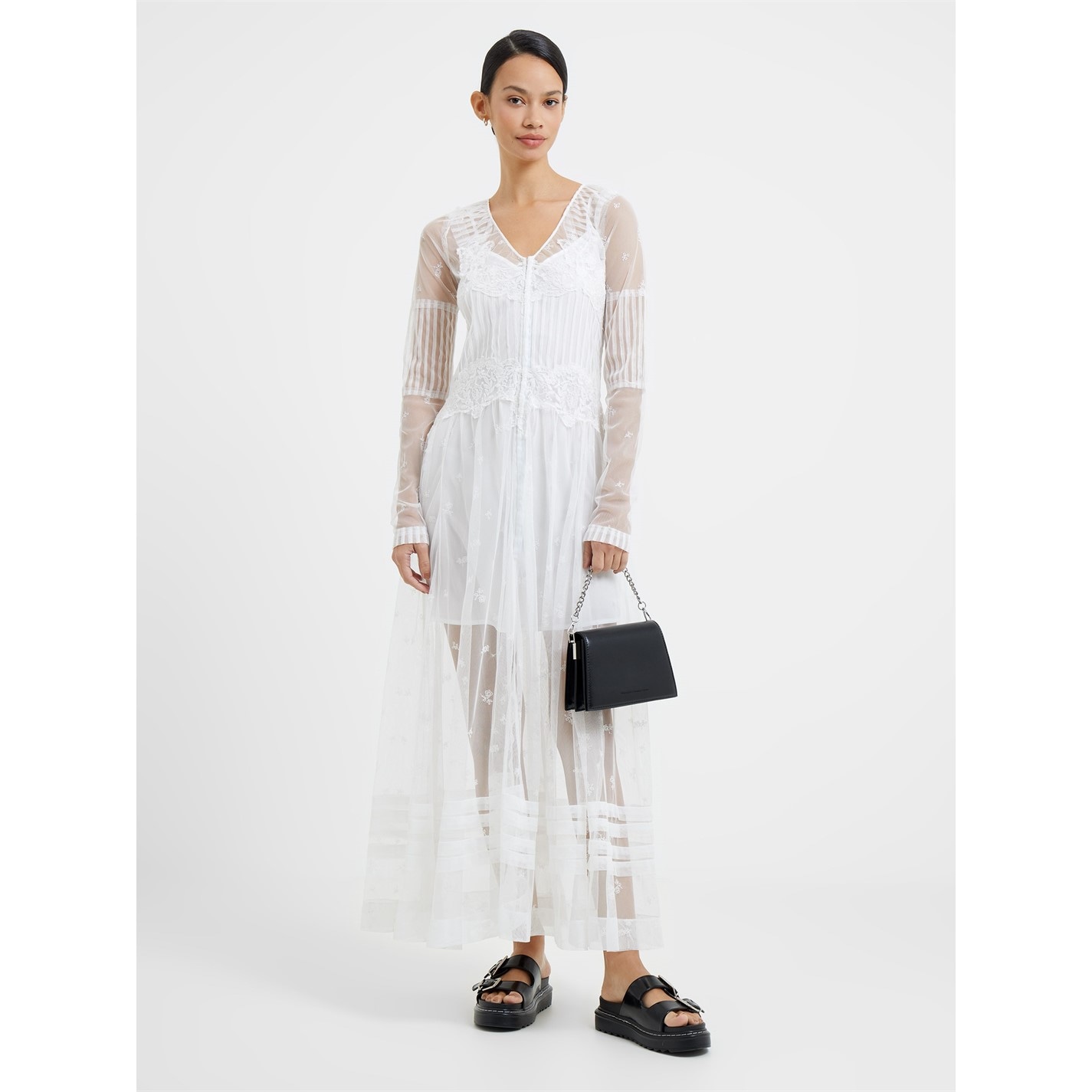 French Connection | Embroidered Midi Dress | 10-Summer White | FRASERS