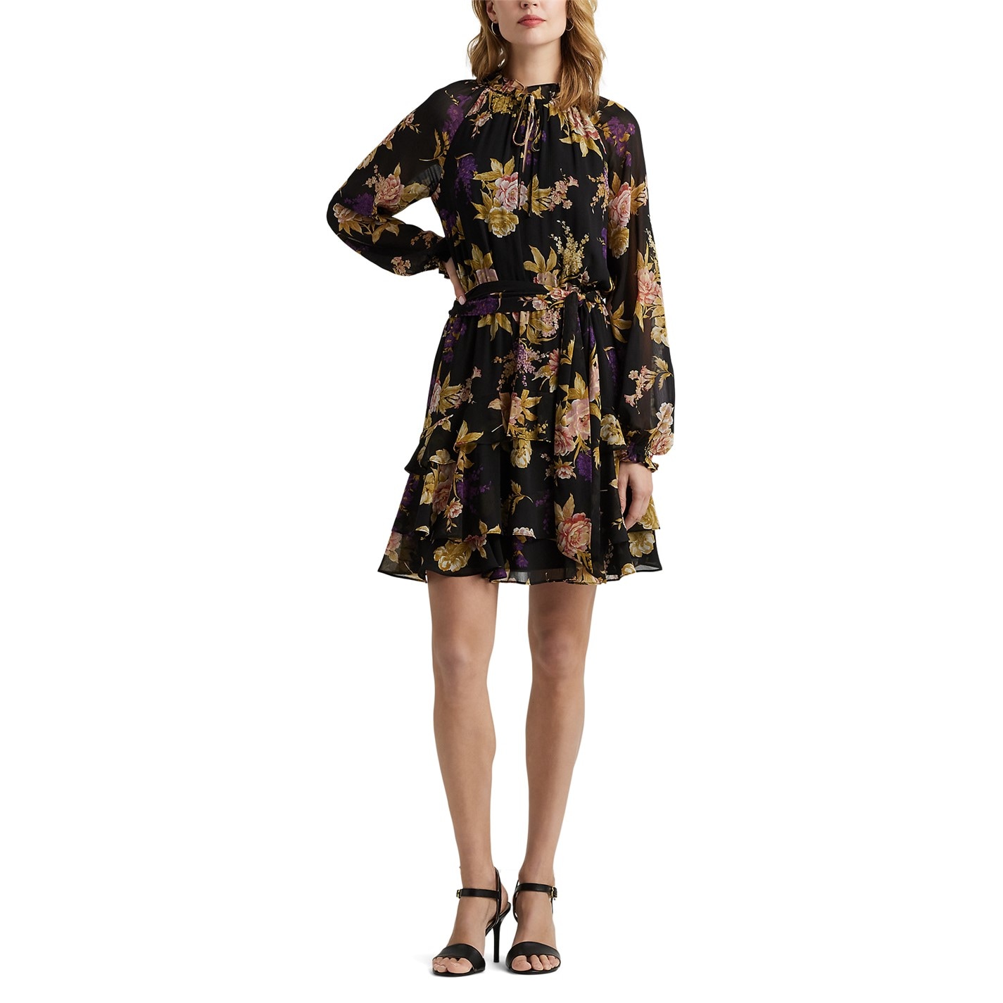 Lauren by Ralph Lauren | Ravilla Mini Dress | Black/Tan/Multi | FRASERS