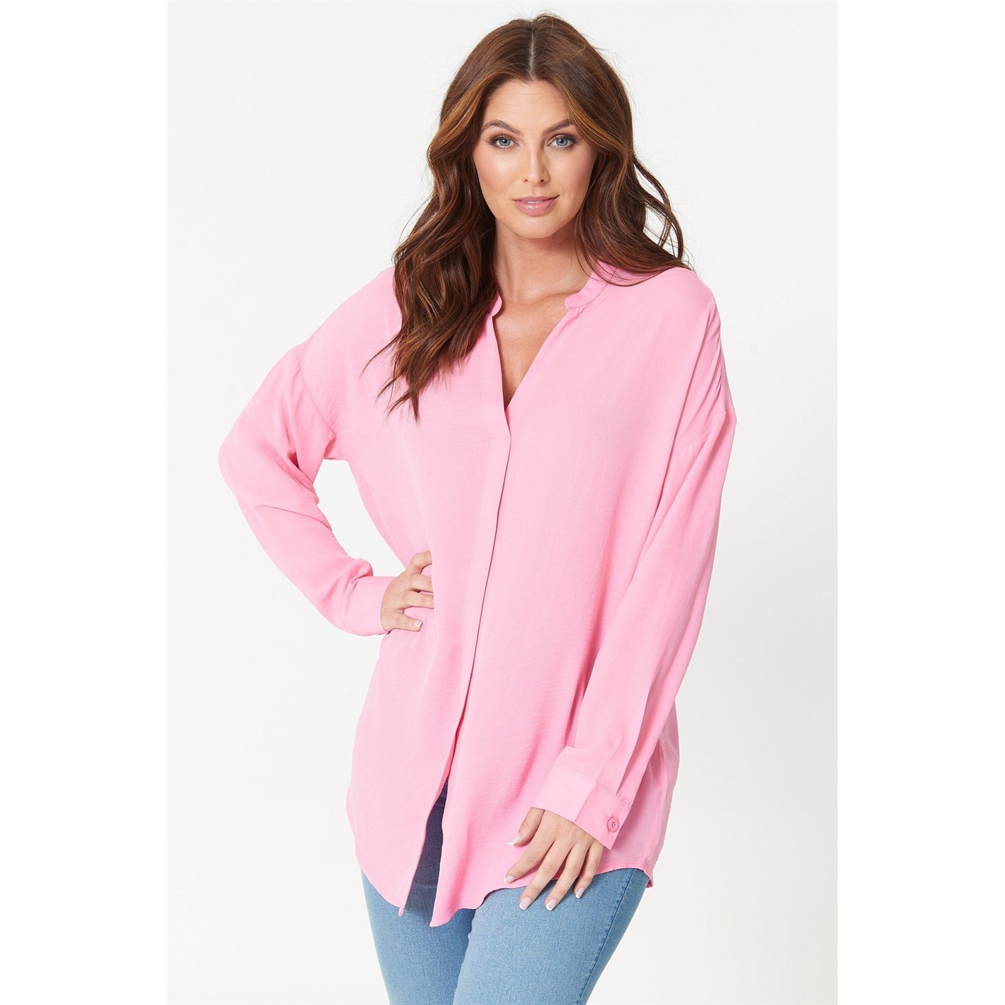 Be You | Long Sleeve V Neck Blouse | Pink | FRASERS