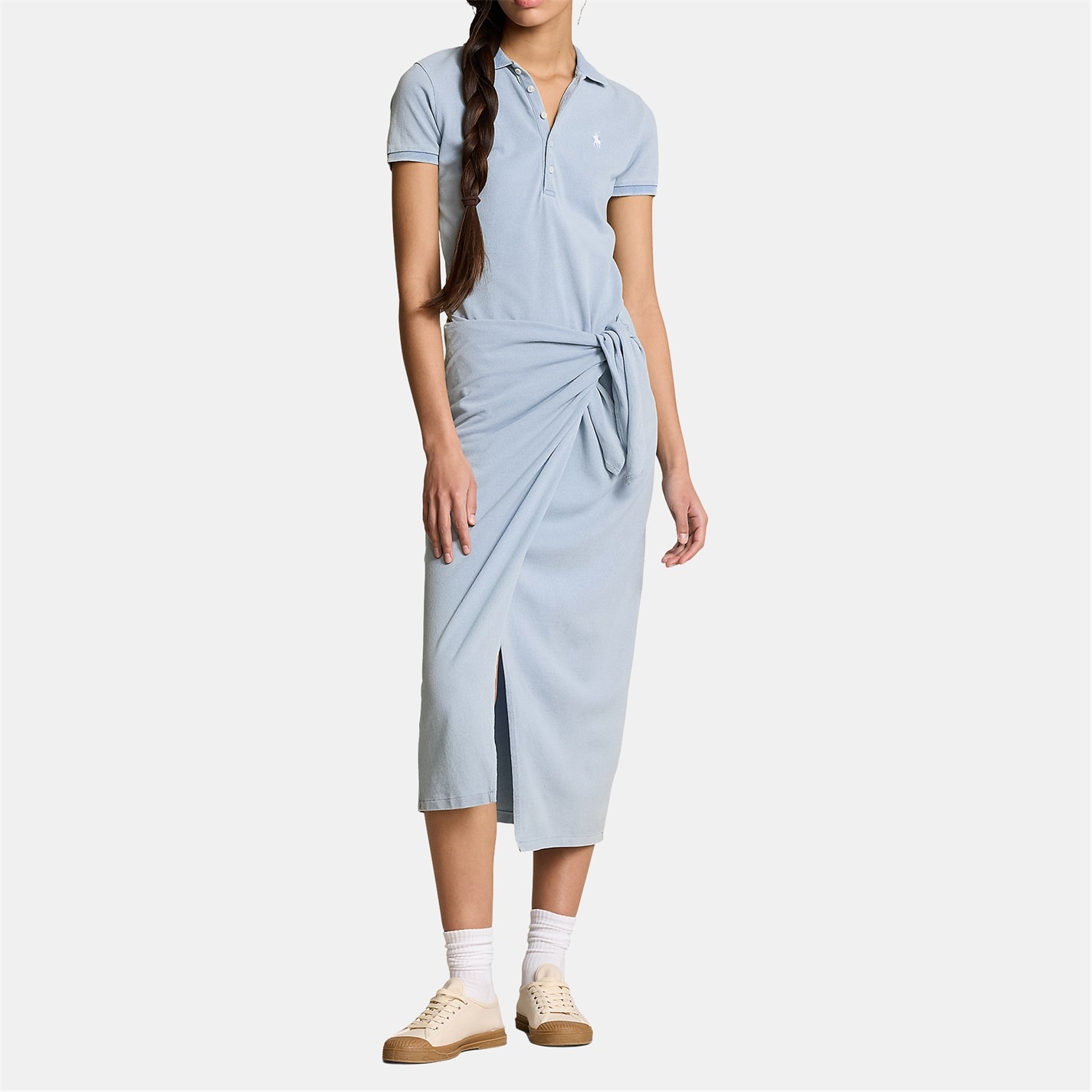 POLO RALPH LAUREN | Tie Polo Shirt Dress | Light Indigo | FRASERS