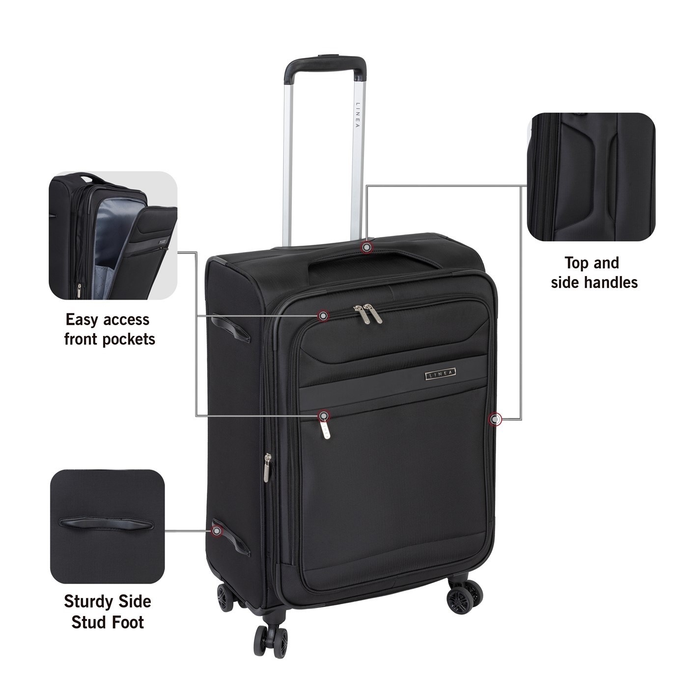 Linea | Linea Florence Luggage | Black | FRASERS