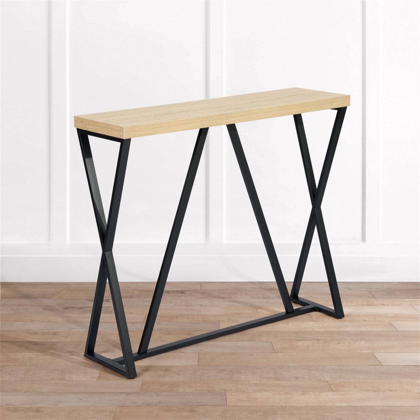 FurnitureR | HESS Black and Wooden 100*30cm Console Table | Brown | FRASERS