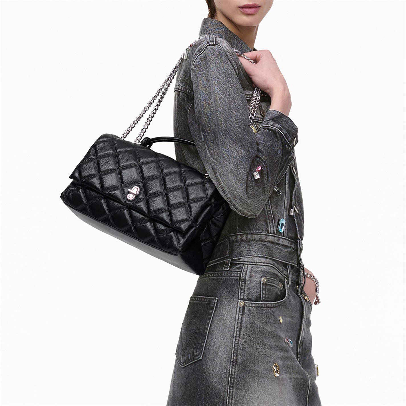 Marc Jacobs | Quilted Dual Convertible Shoulder Bag | Black | FRASERS
