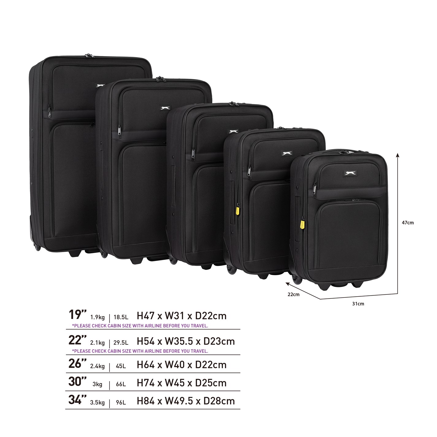 Slazenger | Fabric Trolley Cases | Soft Suitcases | FRASERS