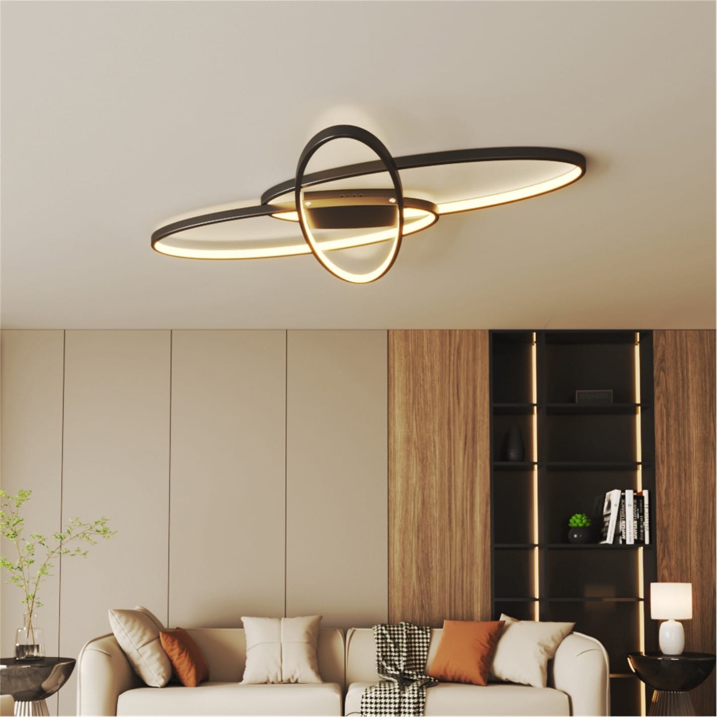 Living and Home | 3-Oval Overlap Adjustable LED Ceiling Light | Black ...