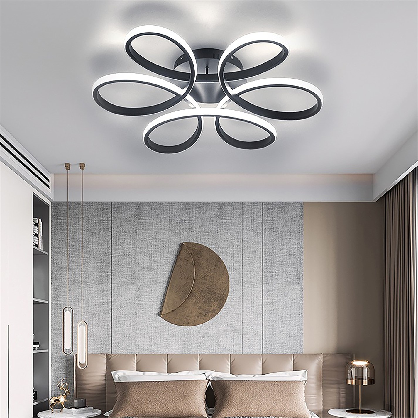 Cottonfy UK | Petal Semi-Flush Adjustable LED Ceiling Light | Black ...