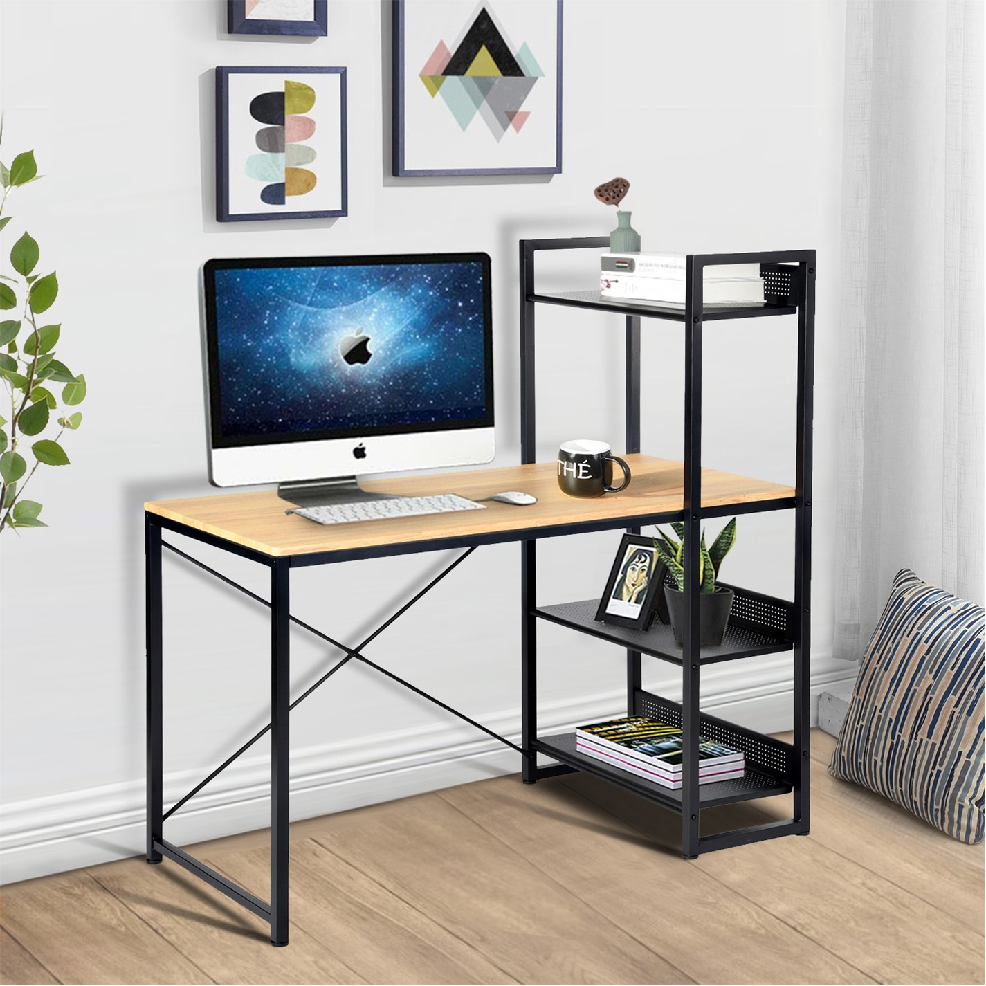 FurnitureR | Workstation Desk with Four Shelves | Desks | FRASERS