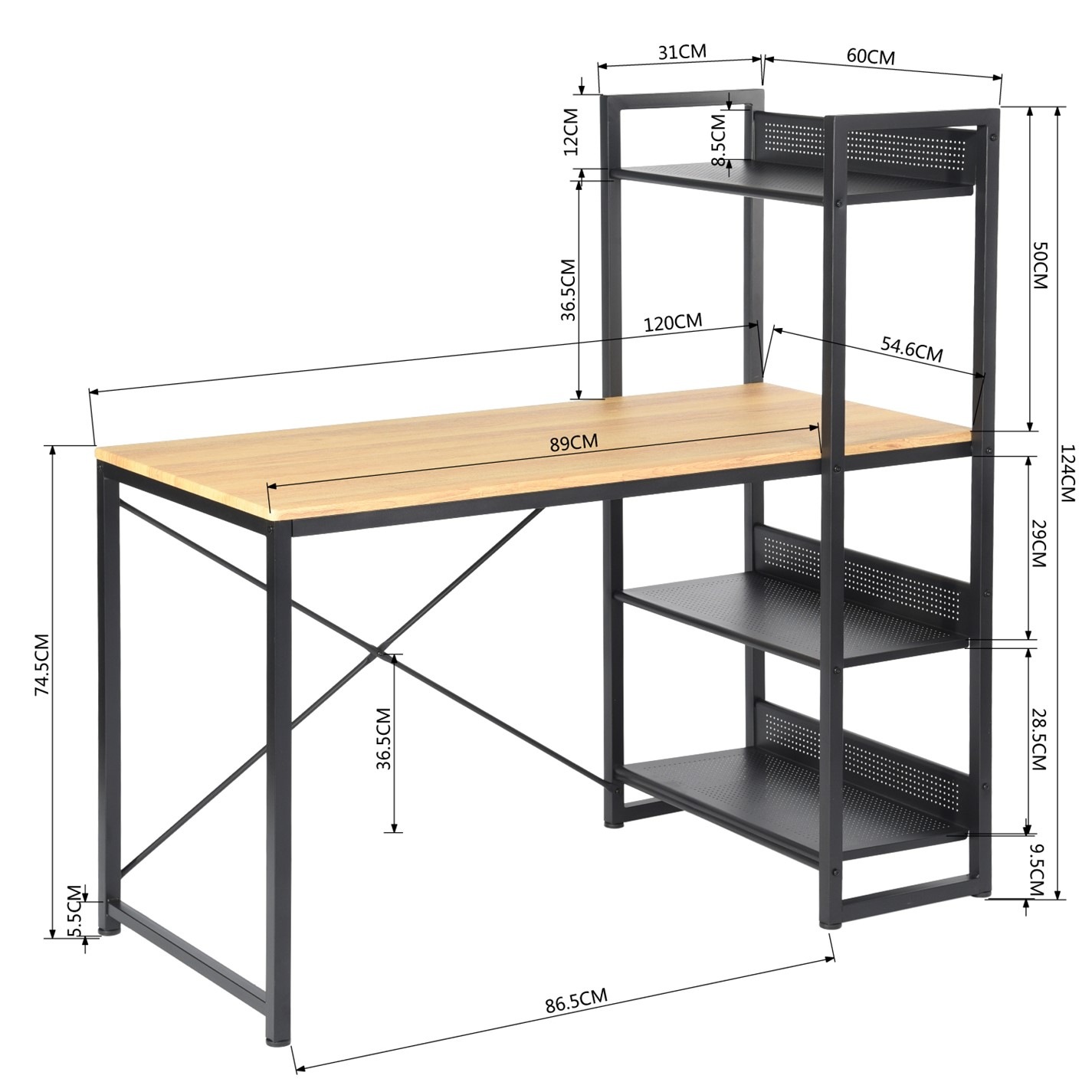 FurnitureR | Workstation Desk with Four Shelves | Desks | FRASERS