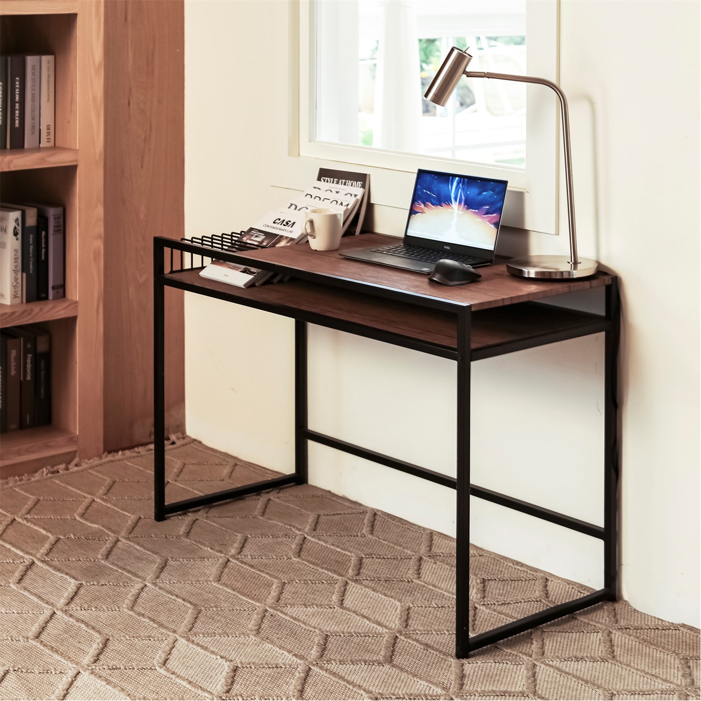 FurnitureR | Alfi 110cm Desk with One Shelf | Desks | FRASERS