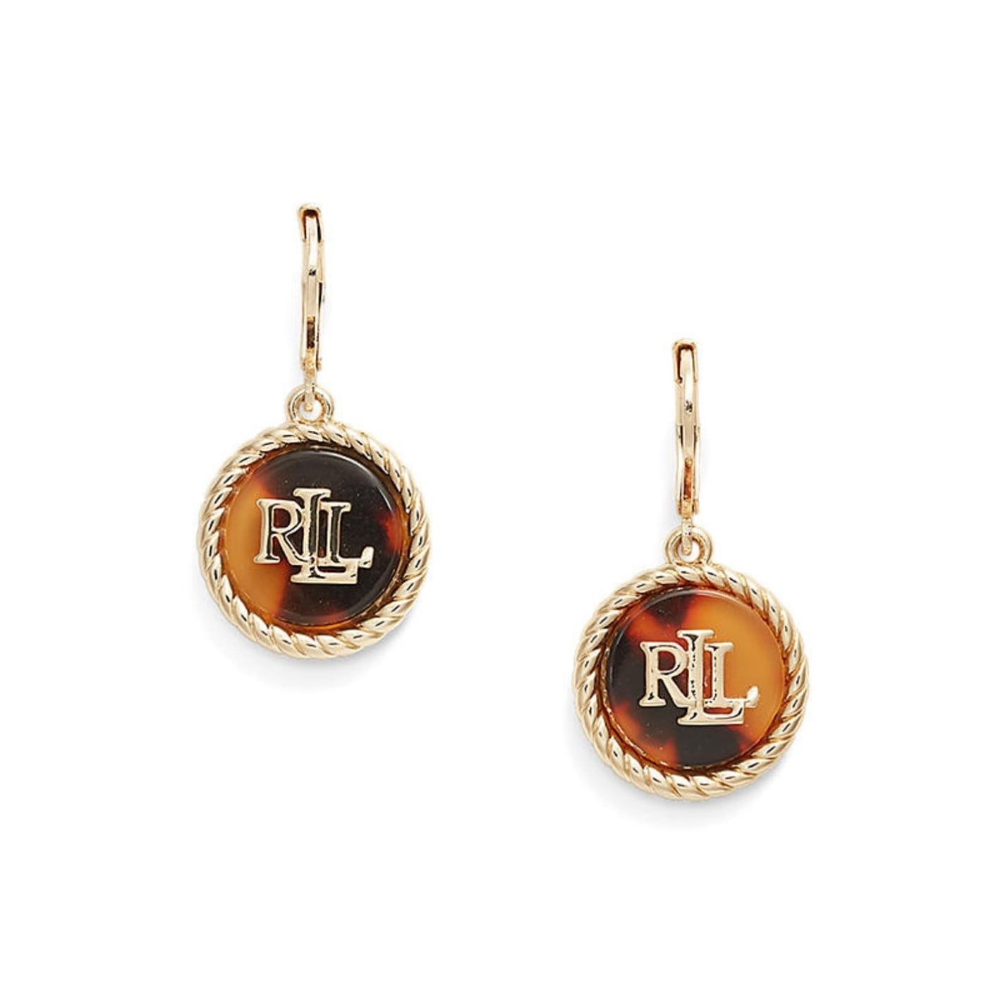 Ralph Lauren | Lauren Ralph Lauren Logo Drop Earrings | Gold & Brown | FRASERS