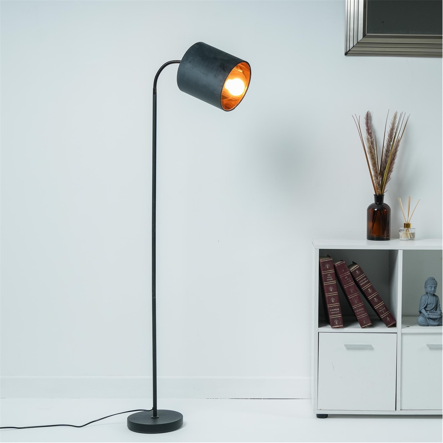 K Living | Hove Floor Lamp with Grey Shade | Grey | FRASERS