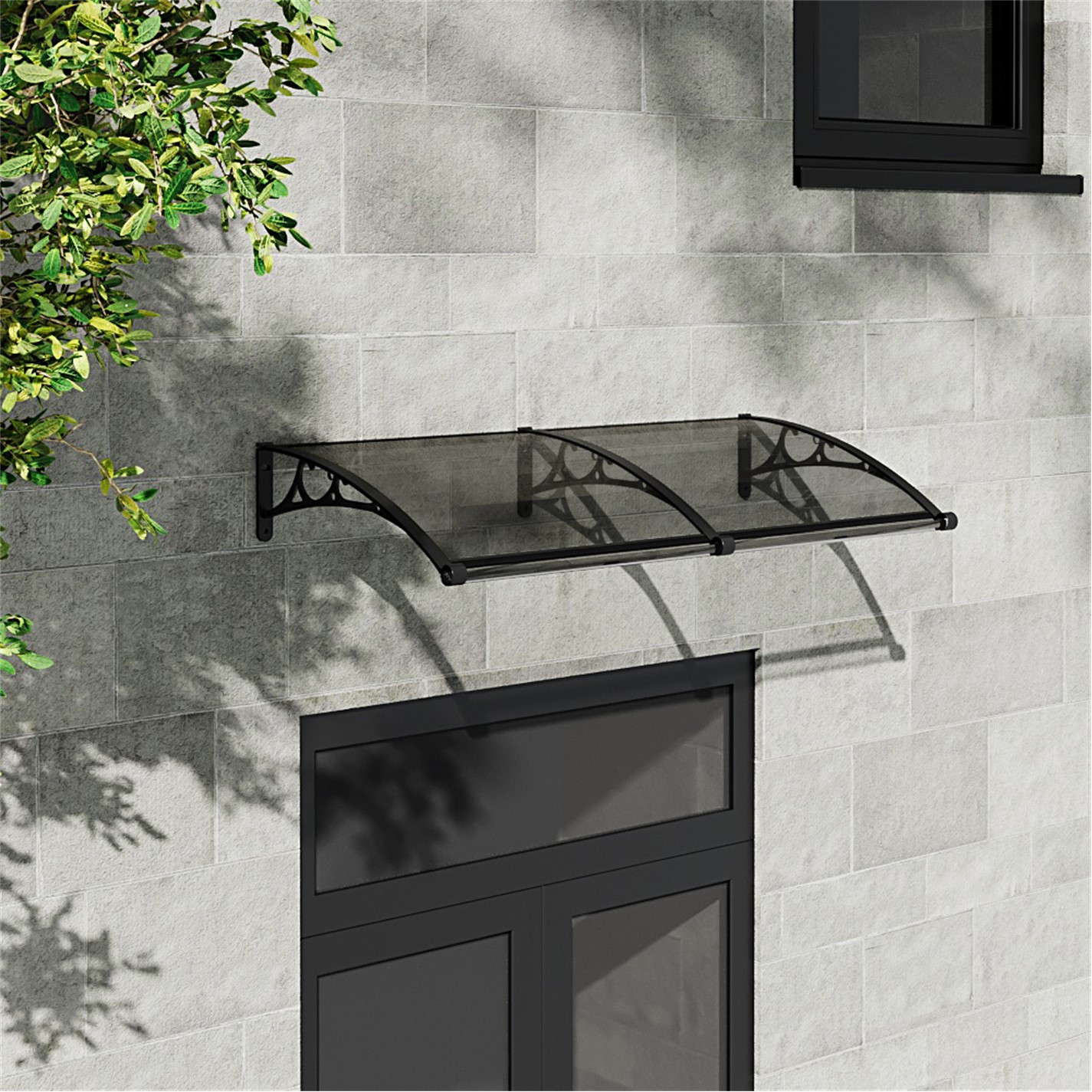 Breeins | 160 x 80 x 23cm Outdoor Door Canopy Window Awning | Black ...