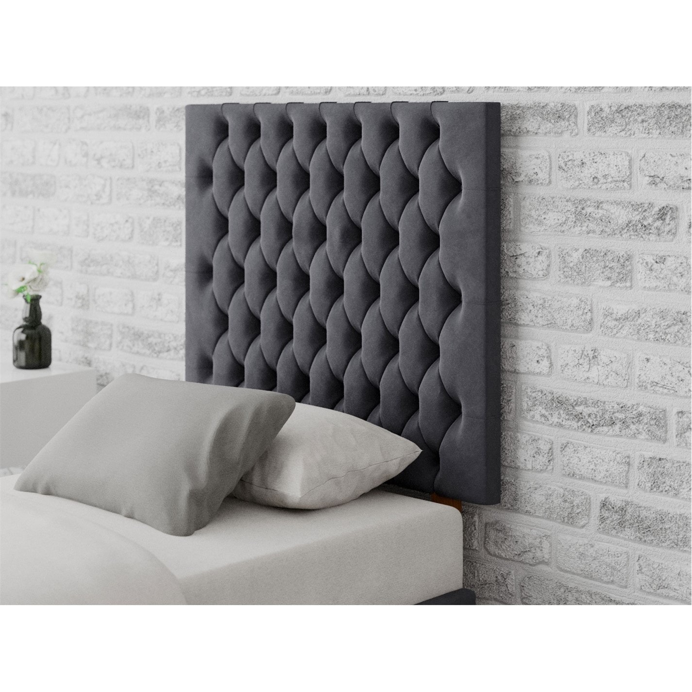 Aspire | Monroe 80 cm Headboard, Plush Velvet Fabric, Navy ...