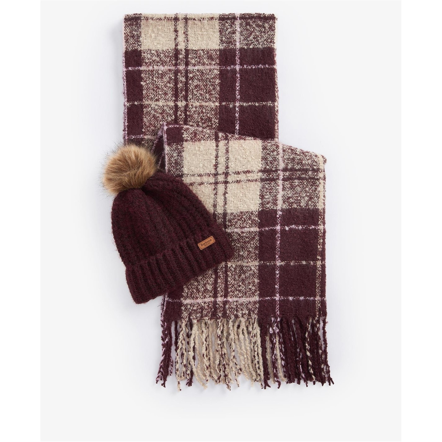 Barbour | Saltburn Beanie & Tartan Scarf Gift Set | Grey Rose | FRASERS