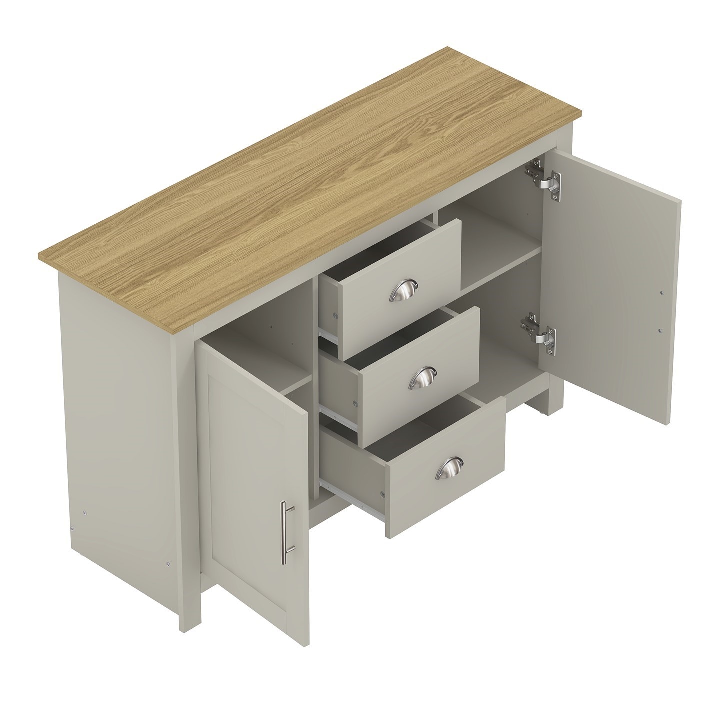 Jack Wills | Sherbourne 3 Drawer Sideboard | Grey | FRASERS