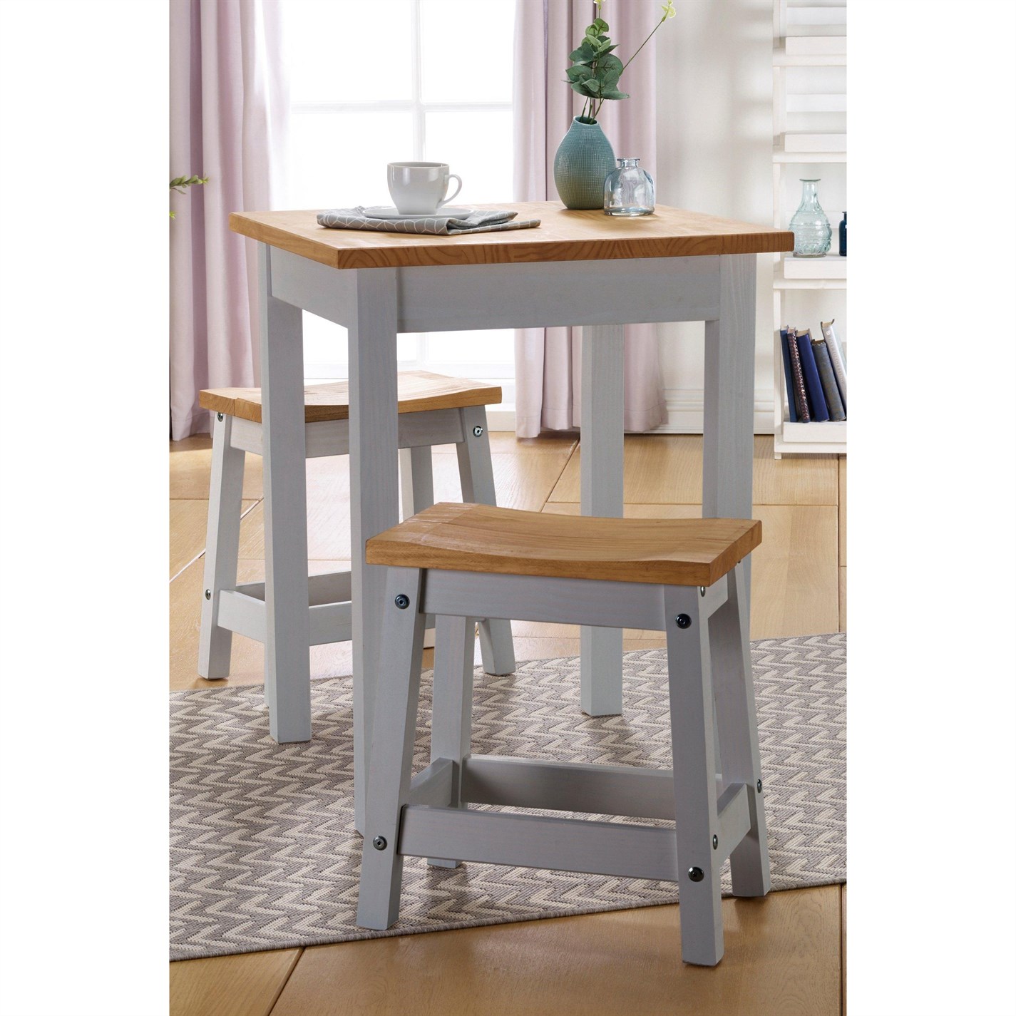 Homelife | Solid Pine Square Table and Stools Dining Set | Dining ...