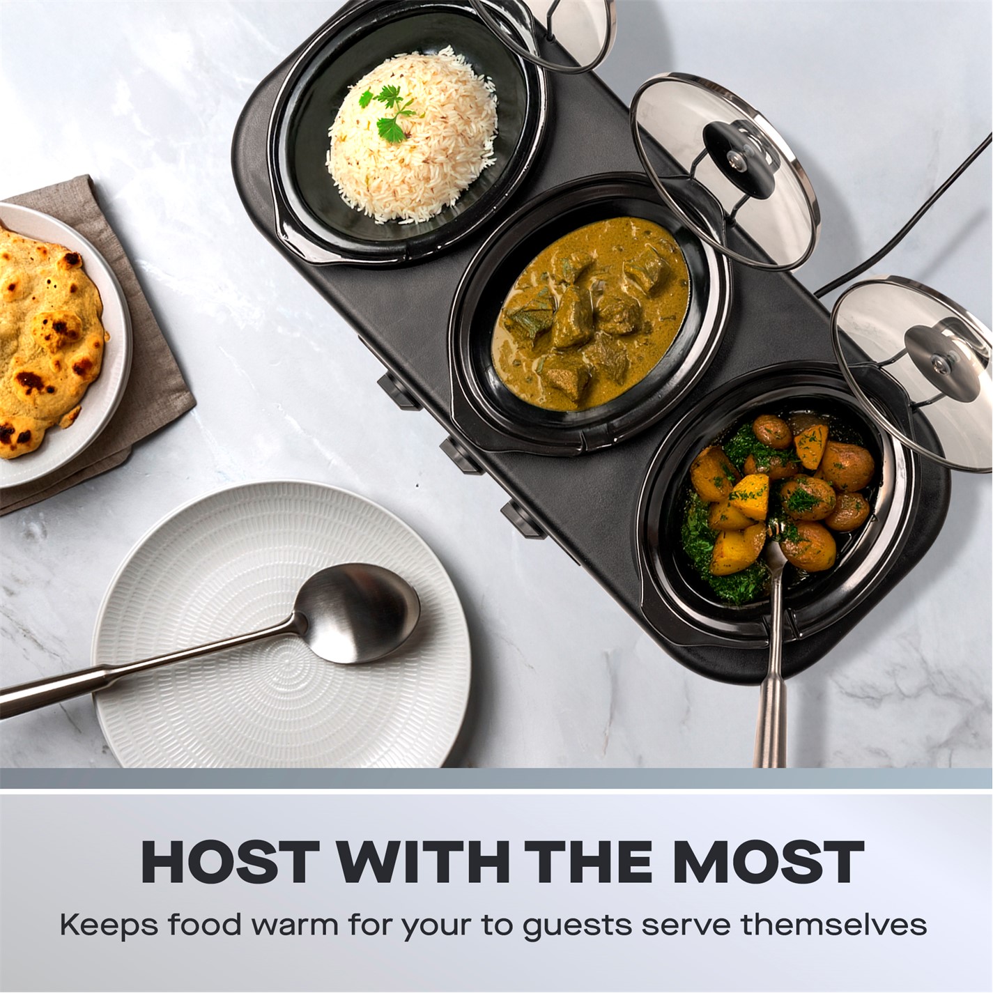 EGL | Triple Slow Cooker | Silver | FRASERS