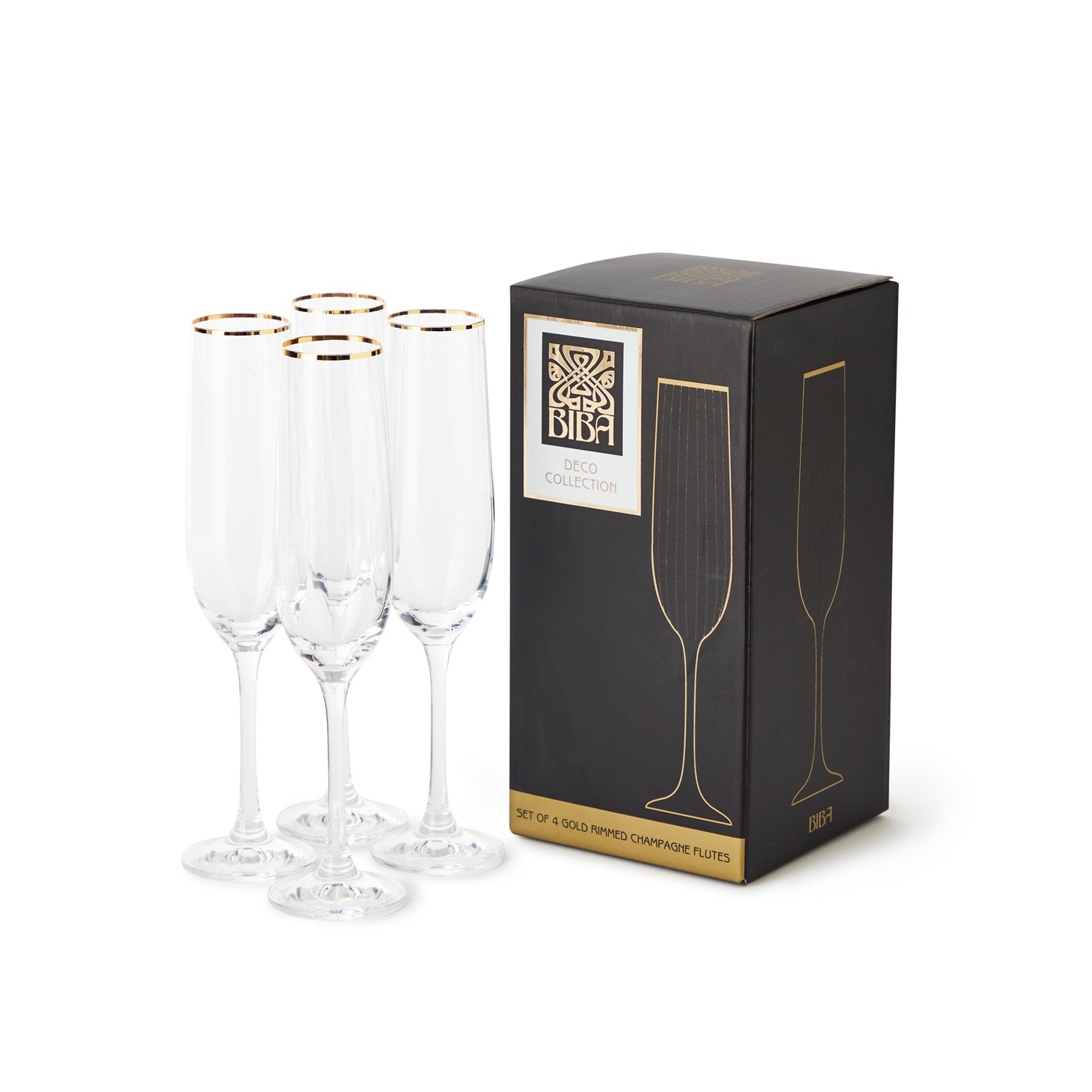 Biba | Biba Deco Champange Glass Set of 4 | Clear | FRASERS