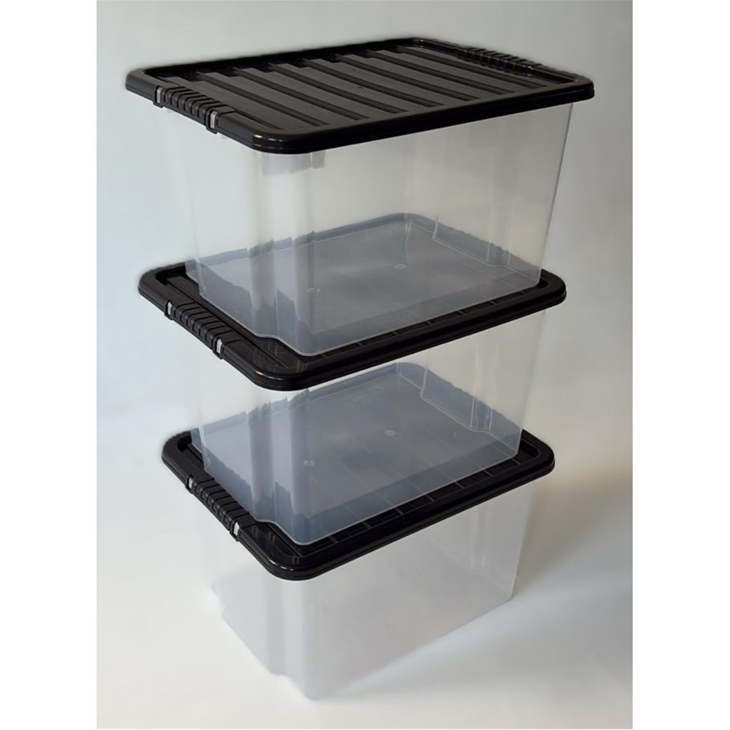 TML Housewares | Set of 3 30 Litre Plastic Storage with Lids | Clear ...