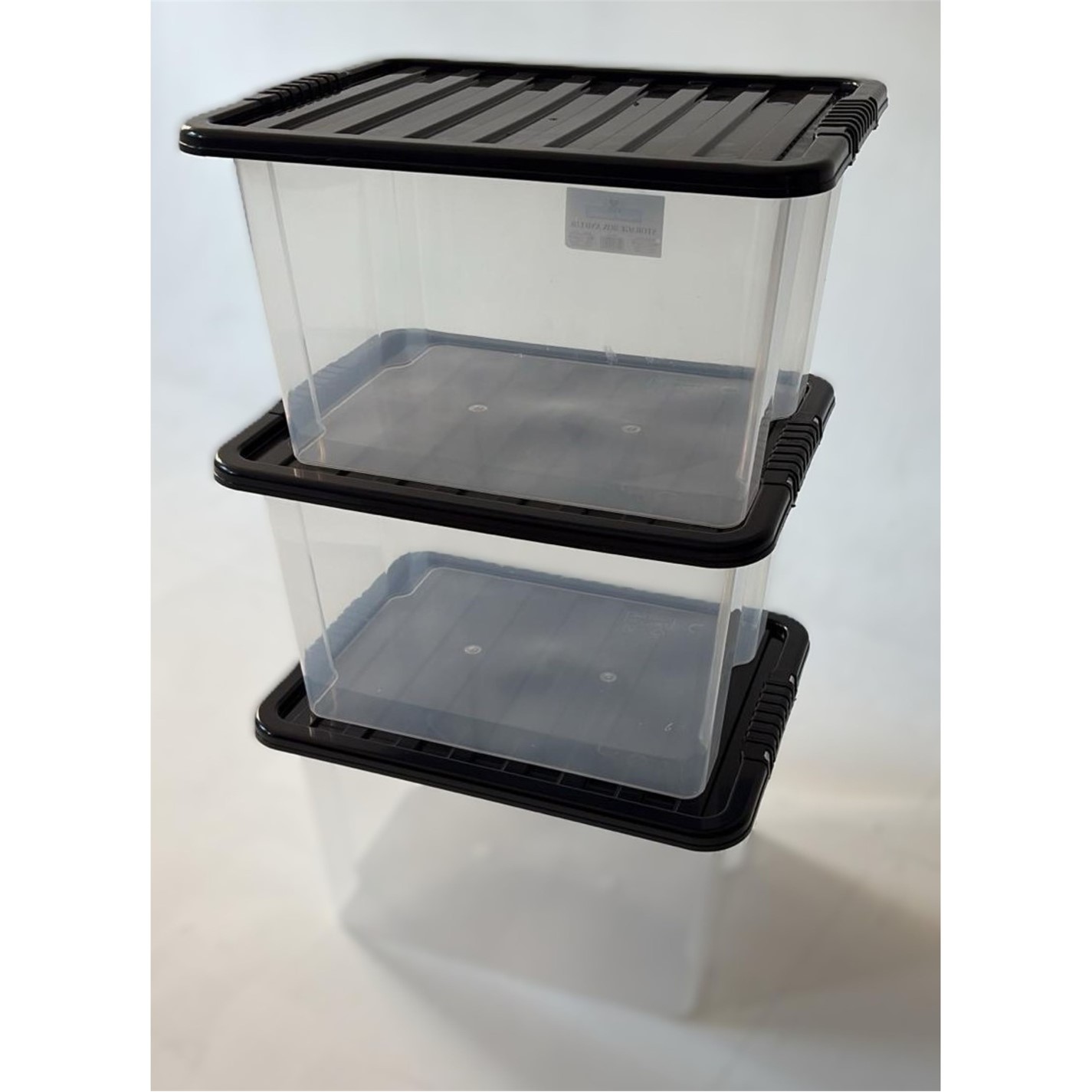 TML Housewares | Set of 3 30 Litre Plastic Storage with Lids | Clear ...