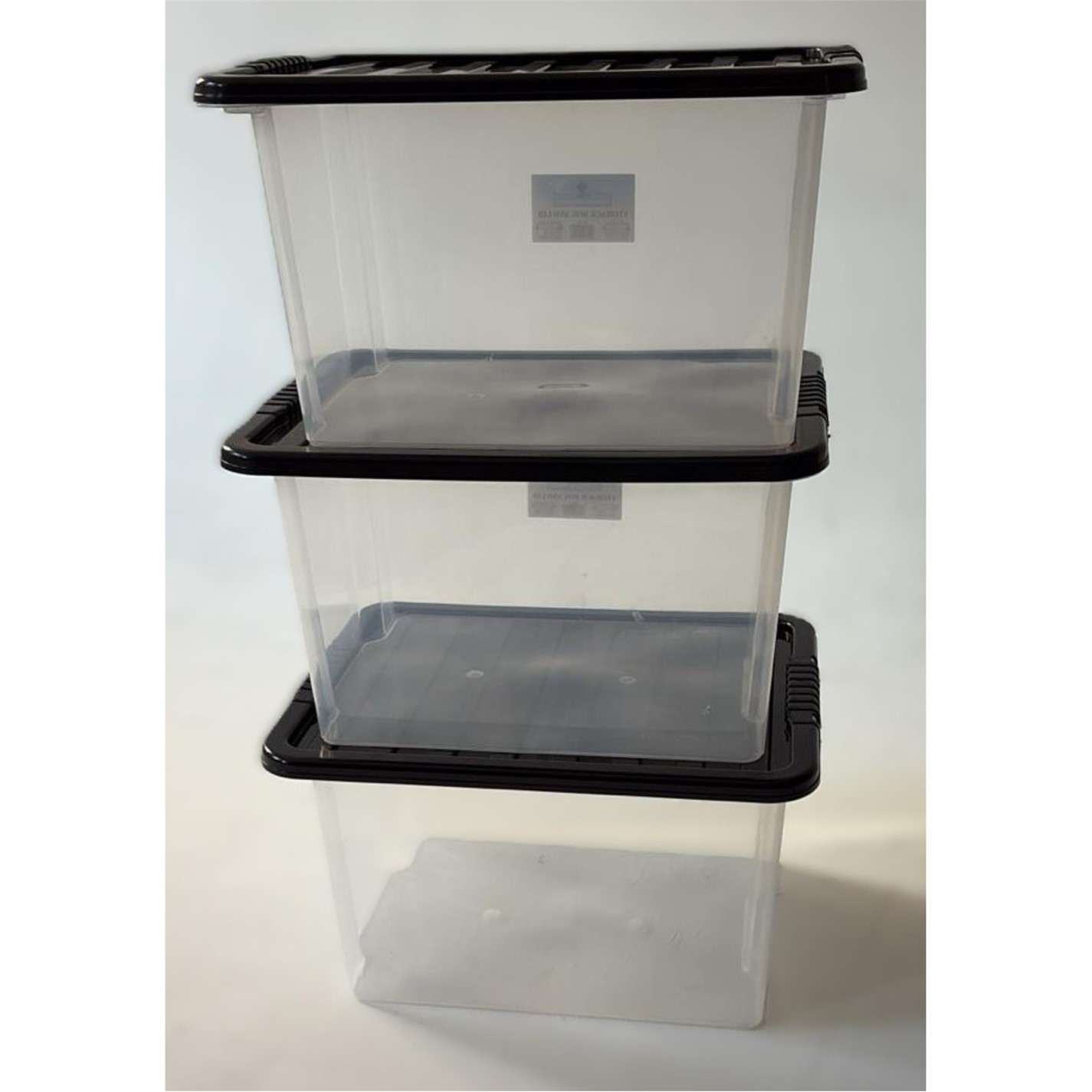 TML Housewares | Set of 3 30 Litre Plastic Storage with Lids | Clear ...