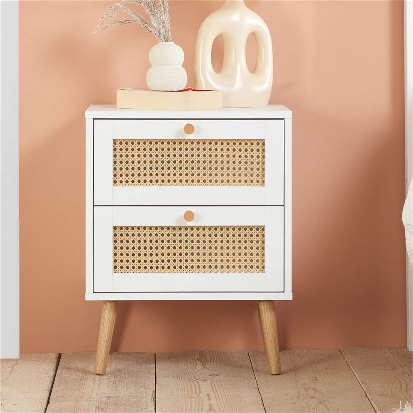 Birlea | Croxley 2 Drawer Rattan Bedside | Bedside Tables | FRASERS