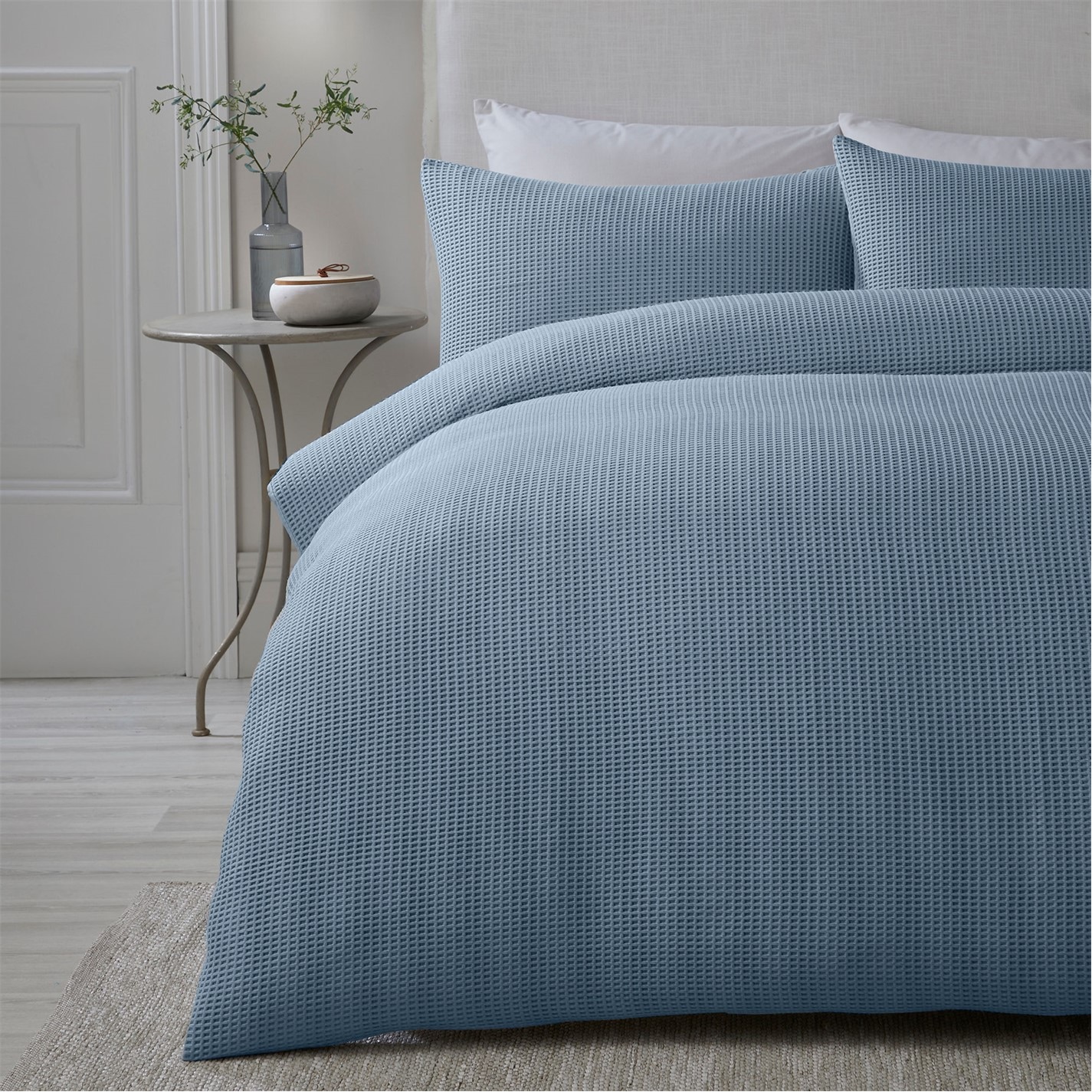 Serene Home | Lindly Waffle Weave Duvet Cover Set in Navy | Duvet Cover ...