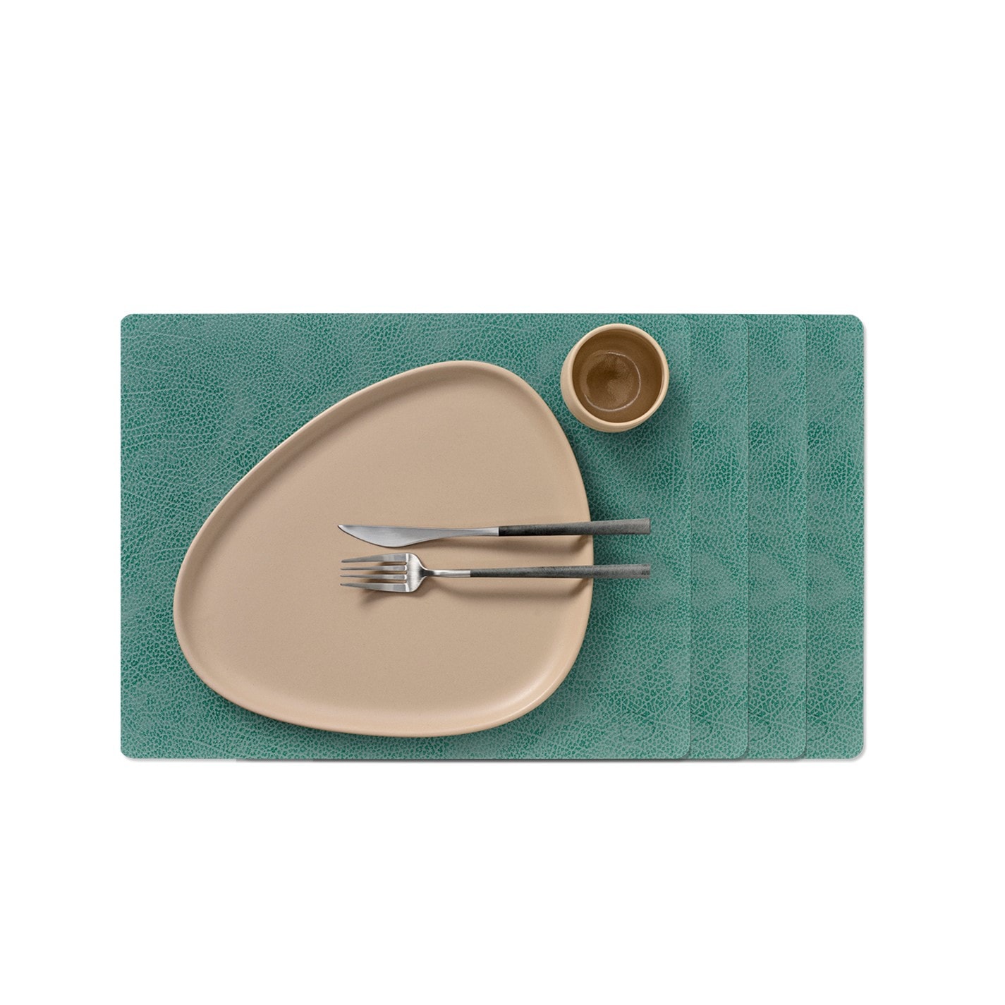 LIND DNA | Hippo Square Table Mat - Set of 4 | Pastel Green | FRASERS