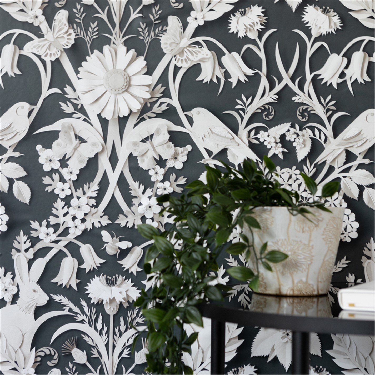 Wall Pops | Self Adhesive Wallpaper Eloise Charcoal | Black/White | FRASERS