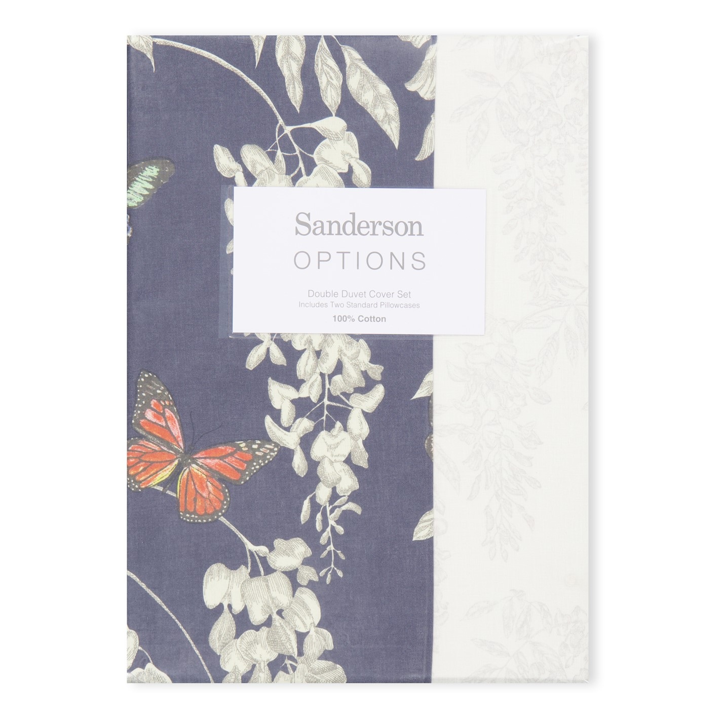 Sanderson | Wisteria & Butterfly Cotton Duvet Cover Set | Midnight Blue ...